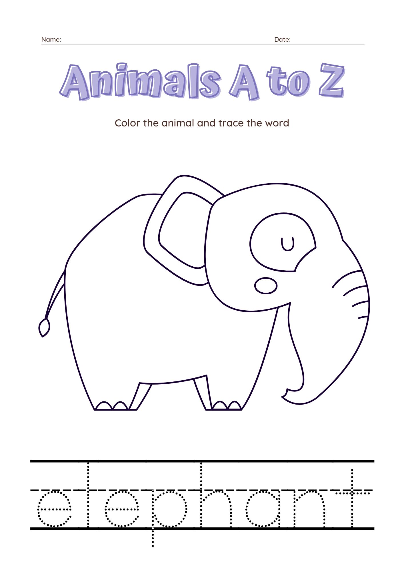 a to z animals coloring pages