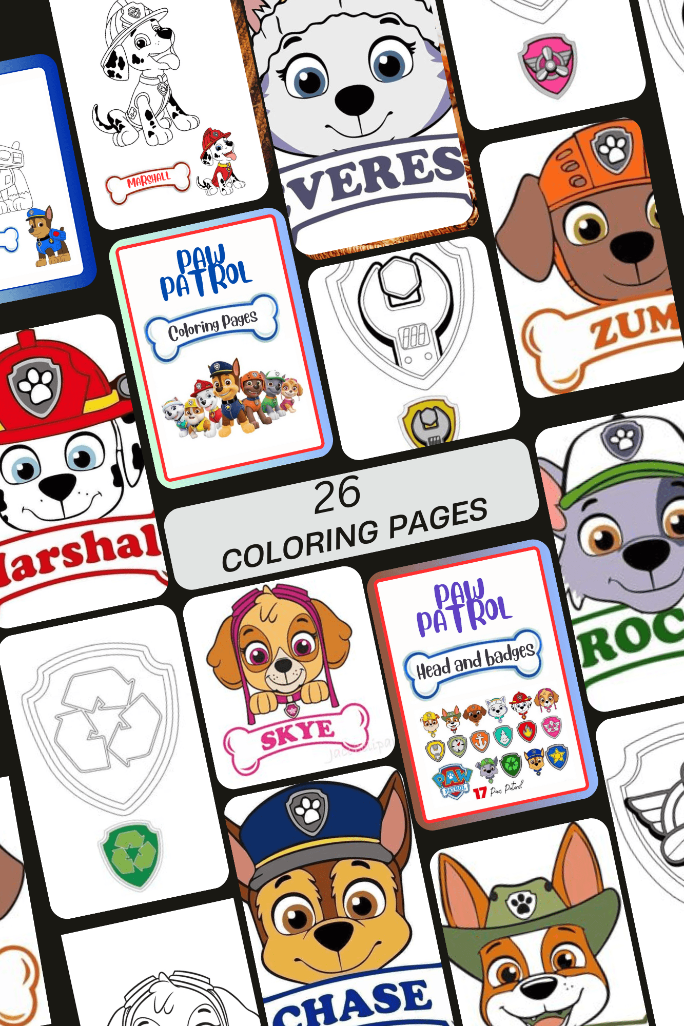 chase paw patrol coloring pages to print