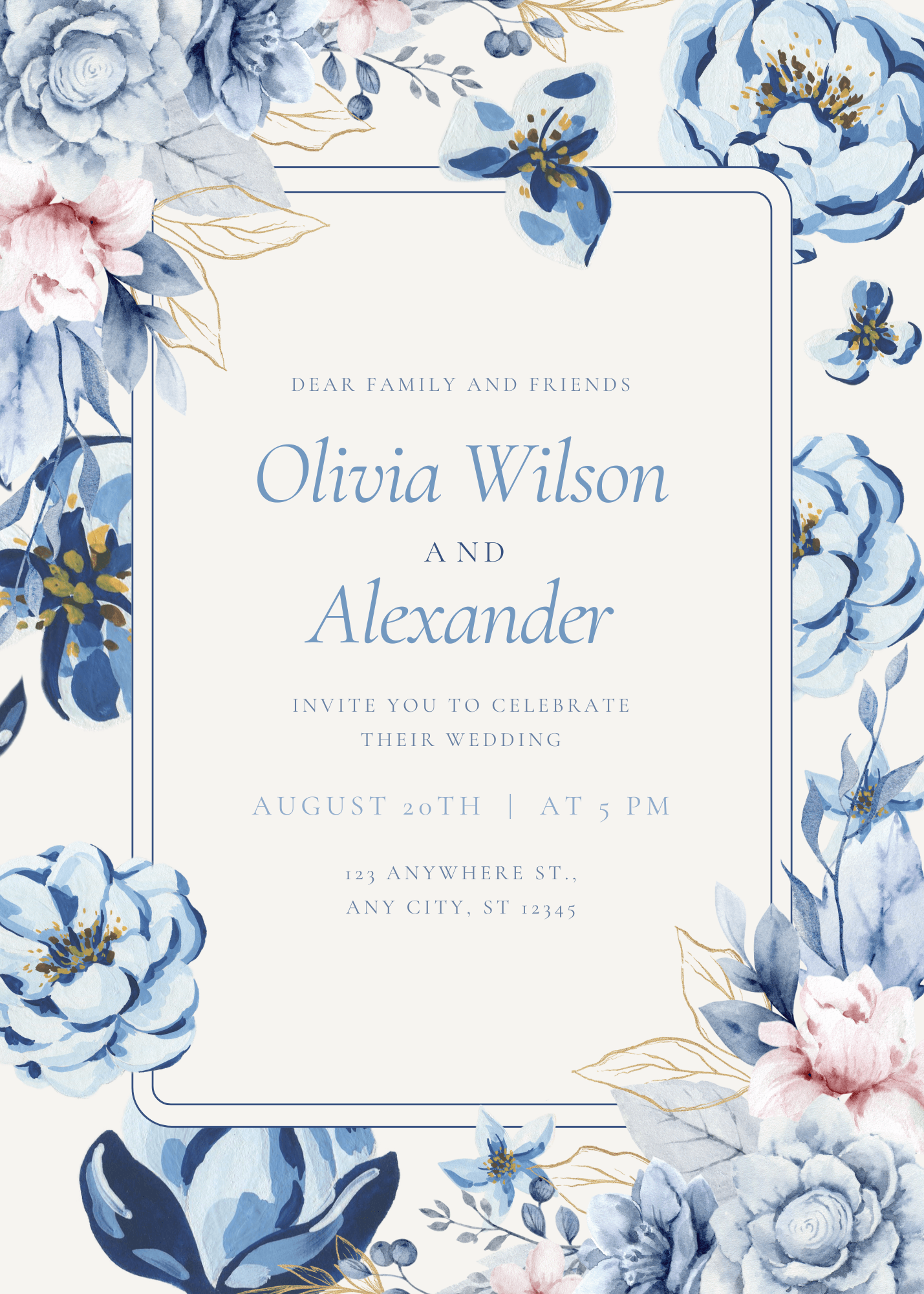 Wedding Card Blue Flowers 234+ Thousand Wedding Invitations Blue