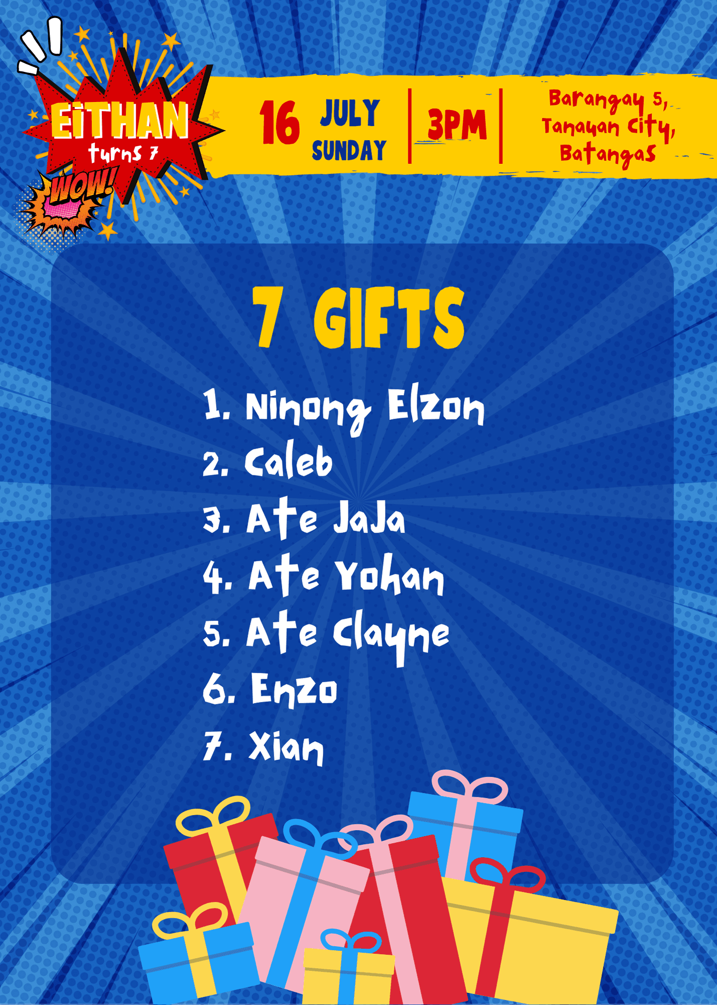 Invitation Card Design For 7th Birthday Boy - Infoupdate.org