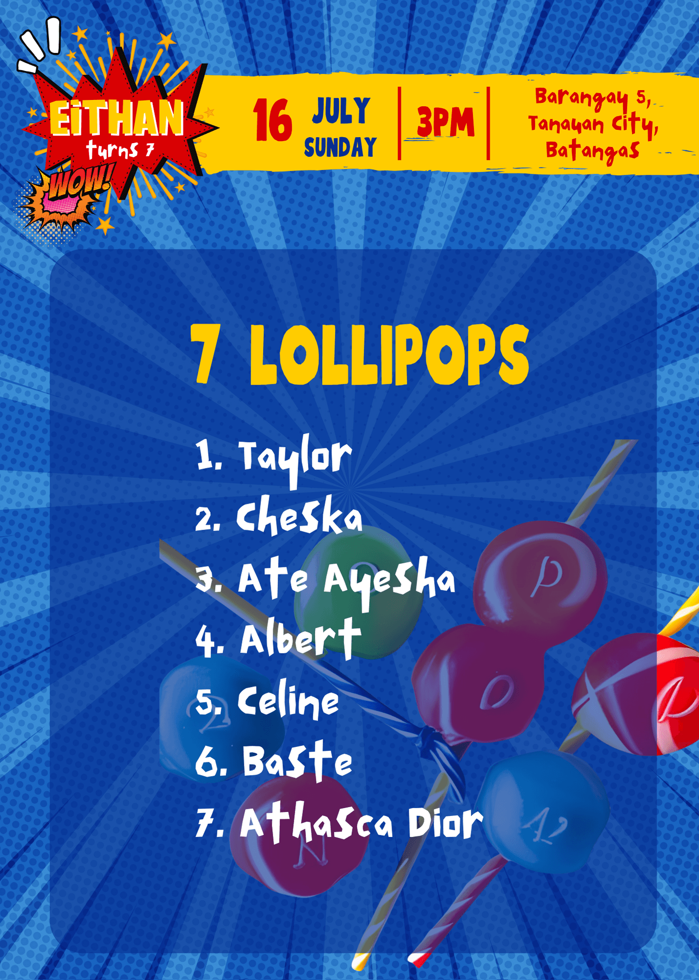 7th Birthday Party Program