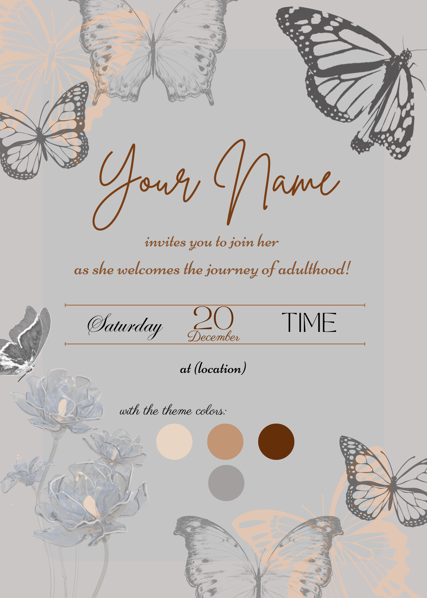 Debut Invitation With Butterfly Theme BUTTERFLY BIRTHDAY INVITATION