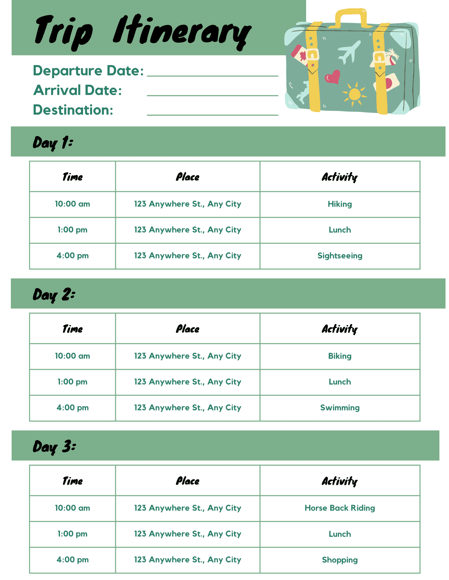 Travel Itinerary Template Excel Deped Philippines Free - Infoupdate.org
