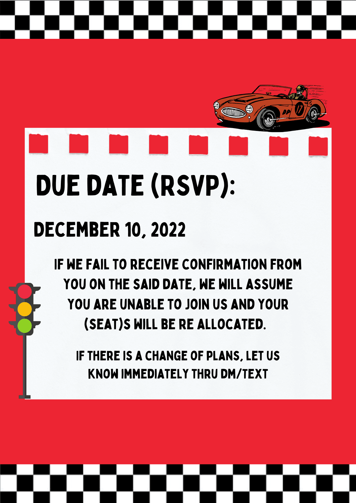 Race Car Invitations Printable Retro Red Race Car Retro Drag Racer