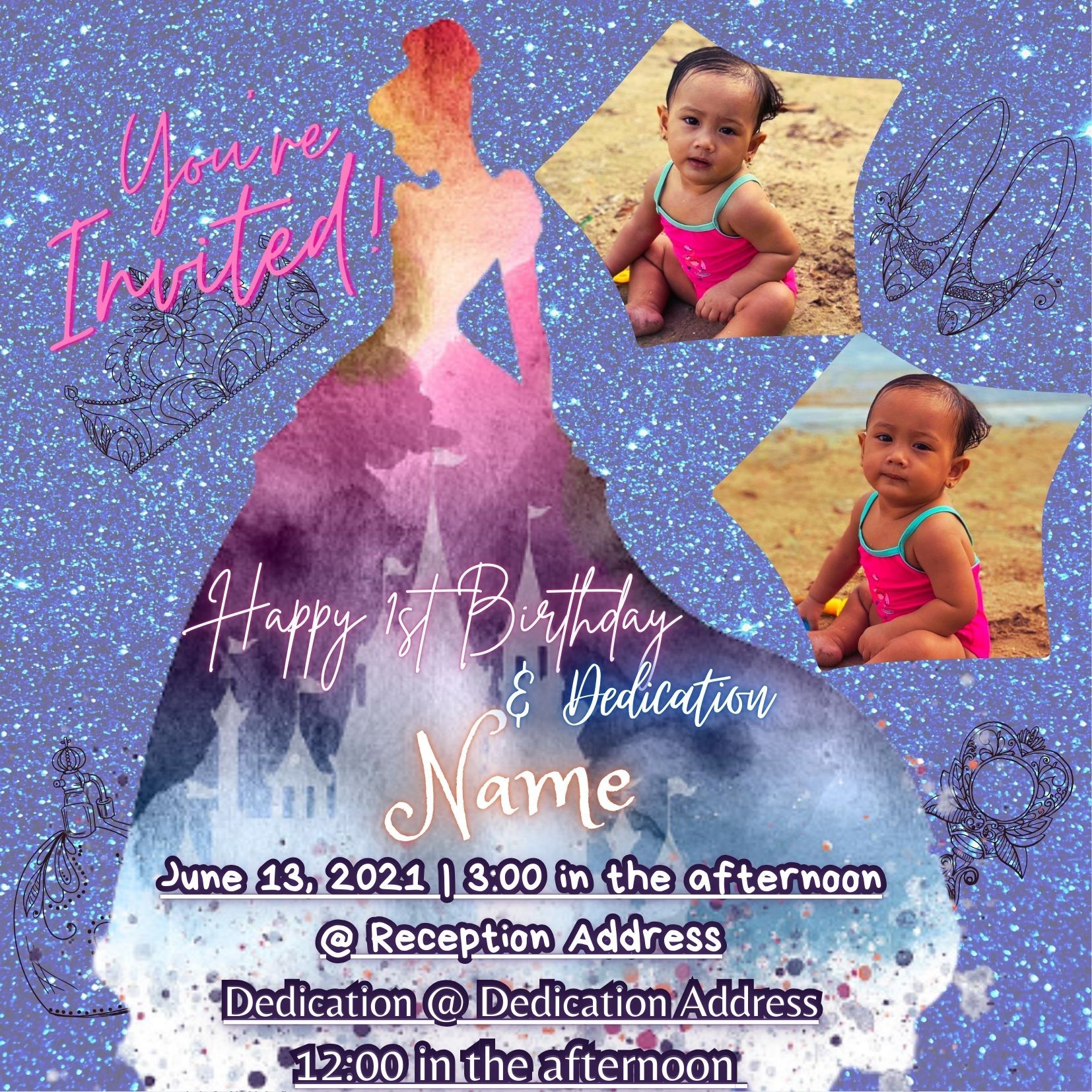 Cinderella Birthday Invitation Template Prince Princess Invitation