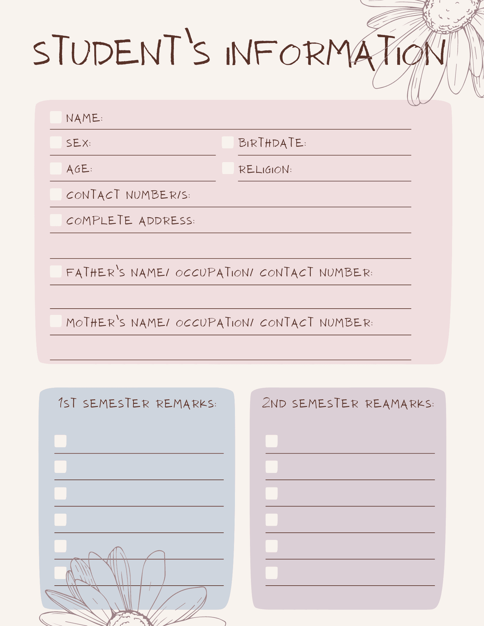 Student Information Form