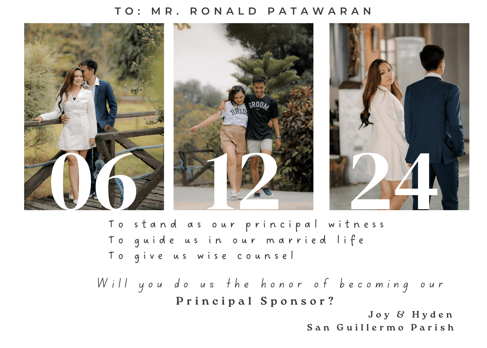 Wedding principal sponsors message | Beachweddingtips.com