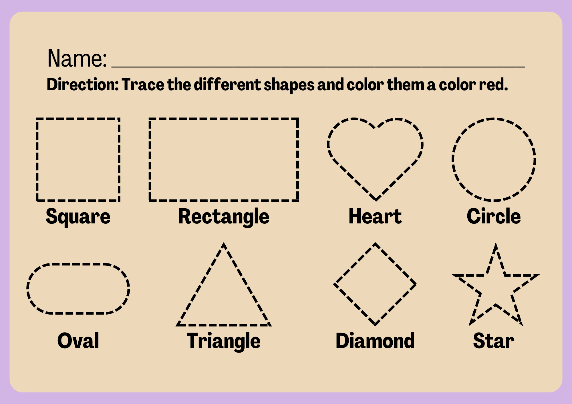 Tracing Shapes Worksheets