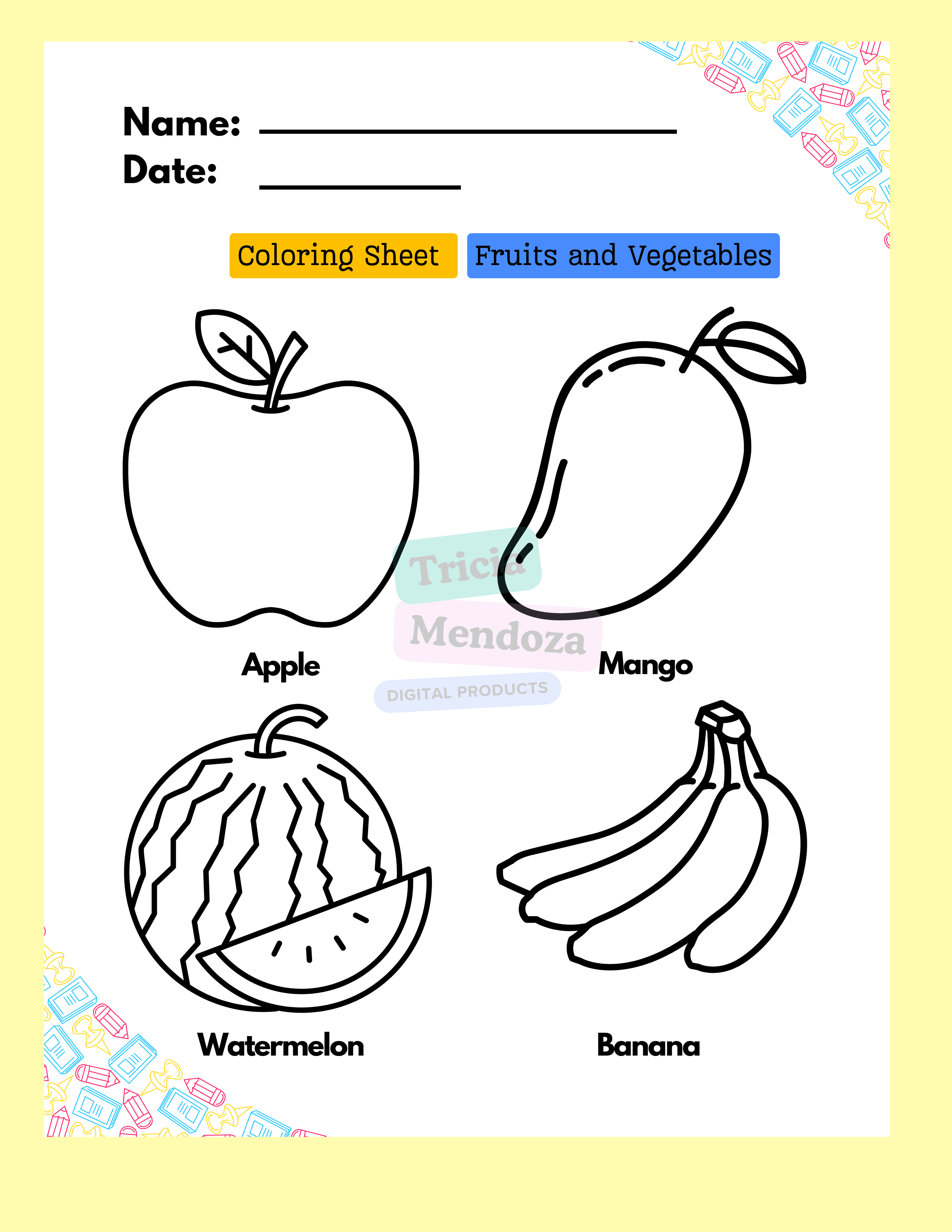 Coloring Coloring Sheet Fruits And Vegetables 15 Fruit And Vegetable