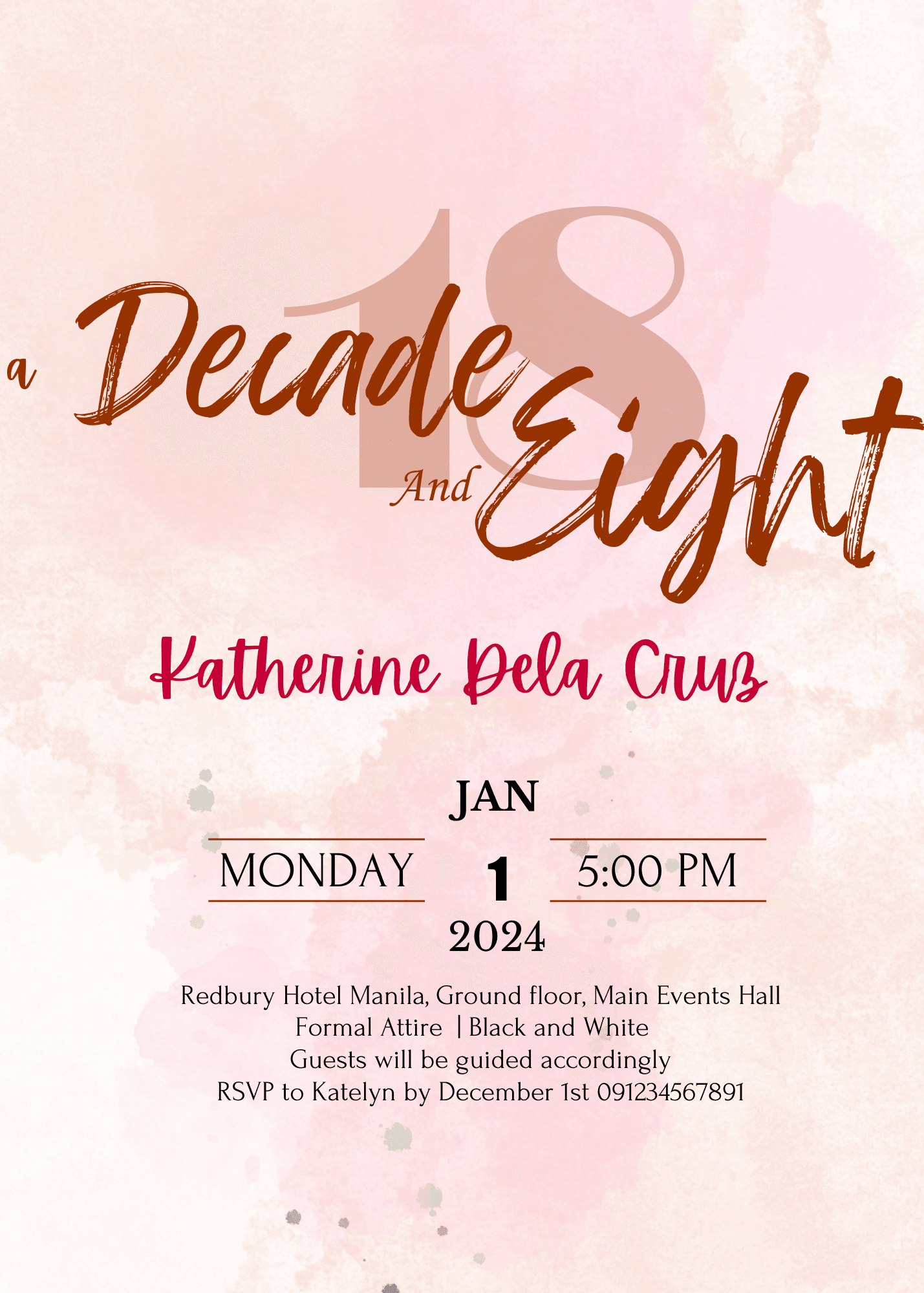 invitation for debut example