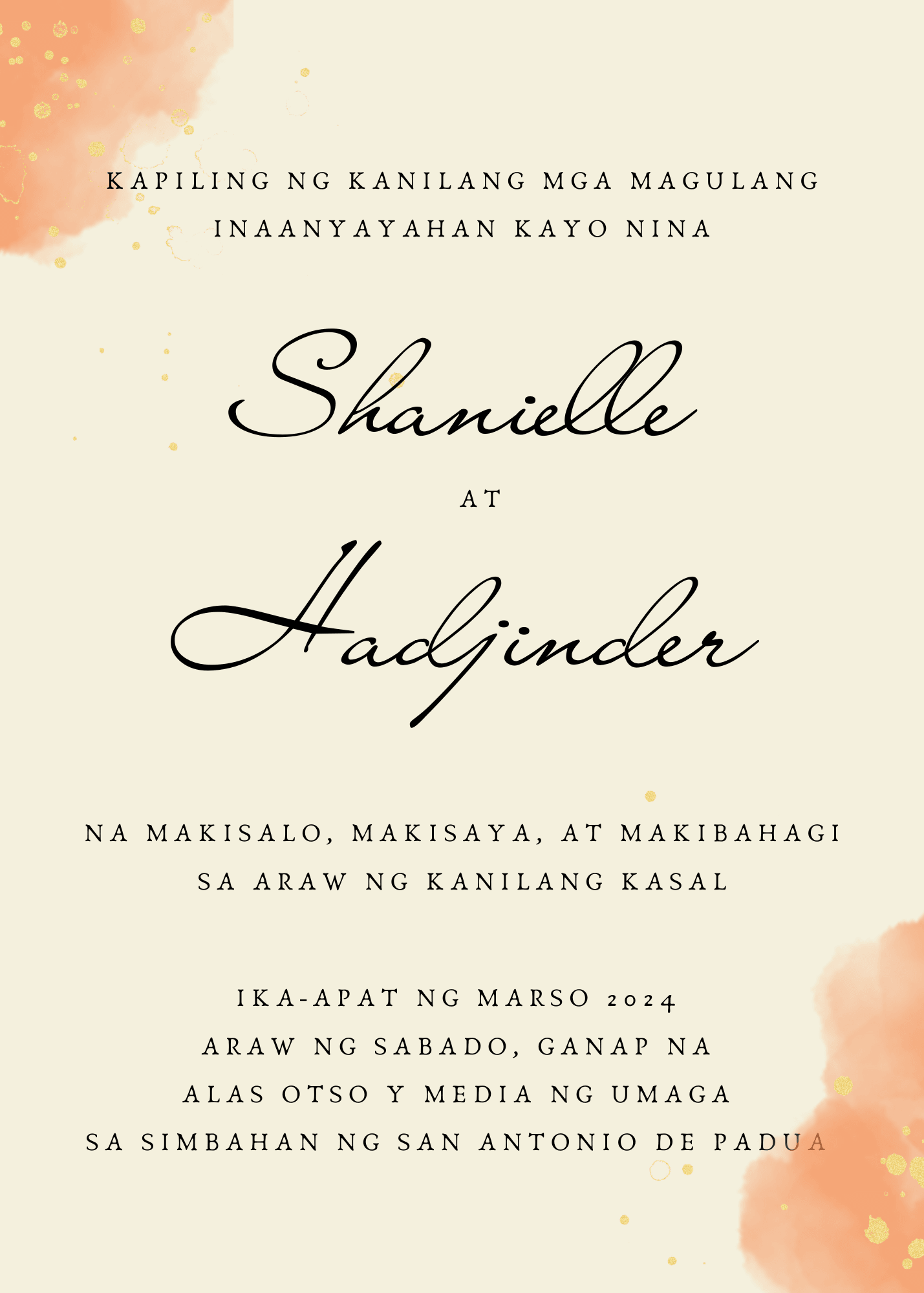 Filipino Wedding Invitation Format