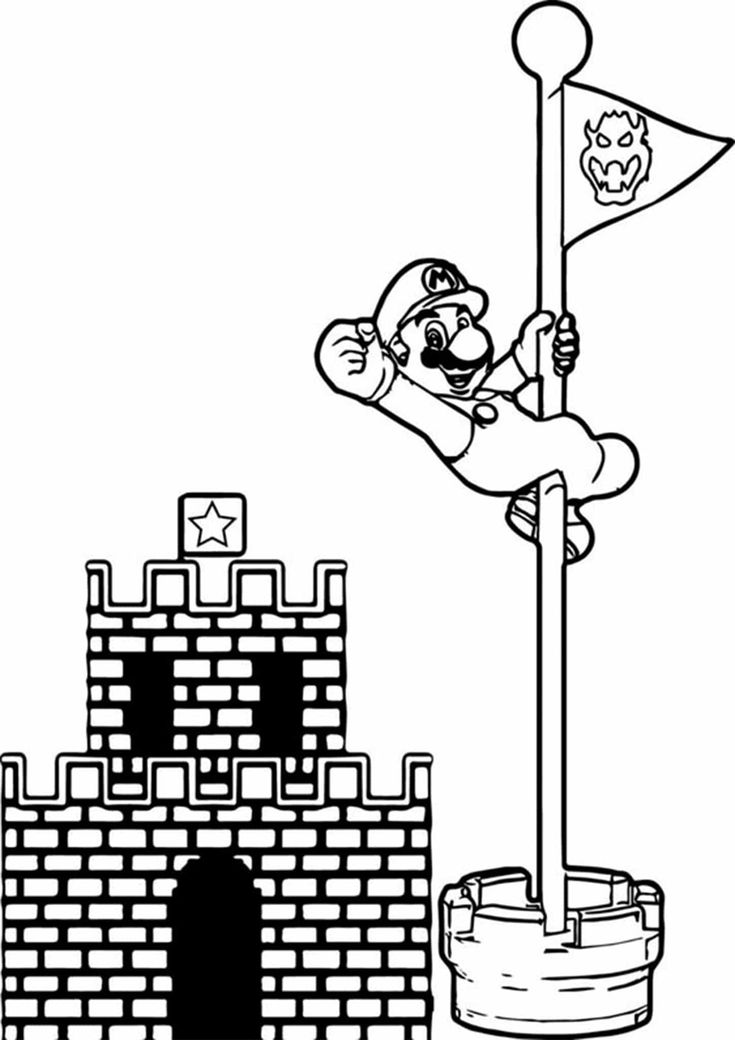 mario coloring pages easy