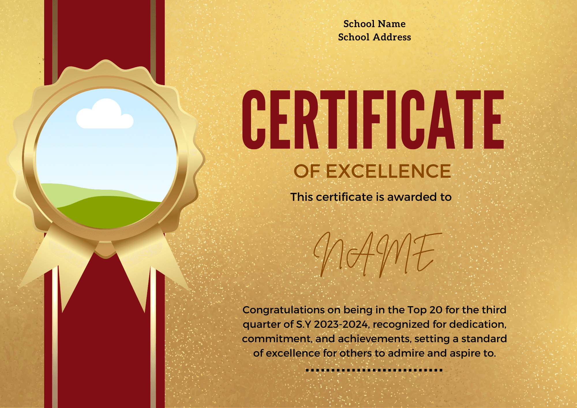 Gold Award Certificate Border