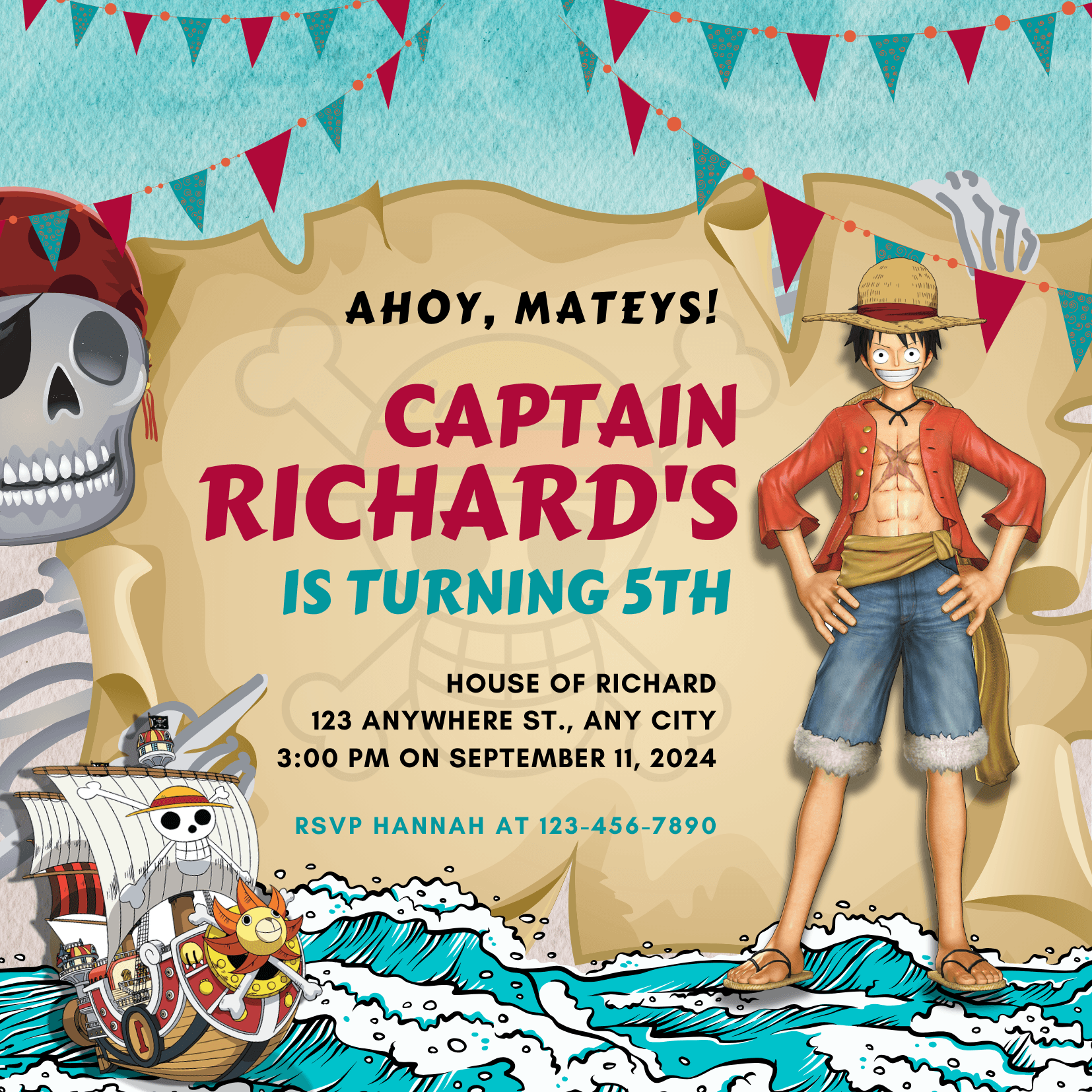 One Piece Invitation Card