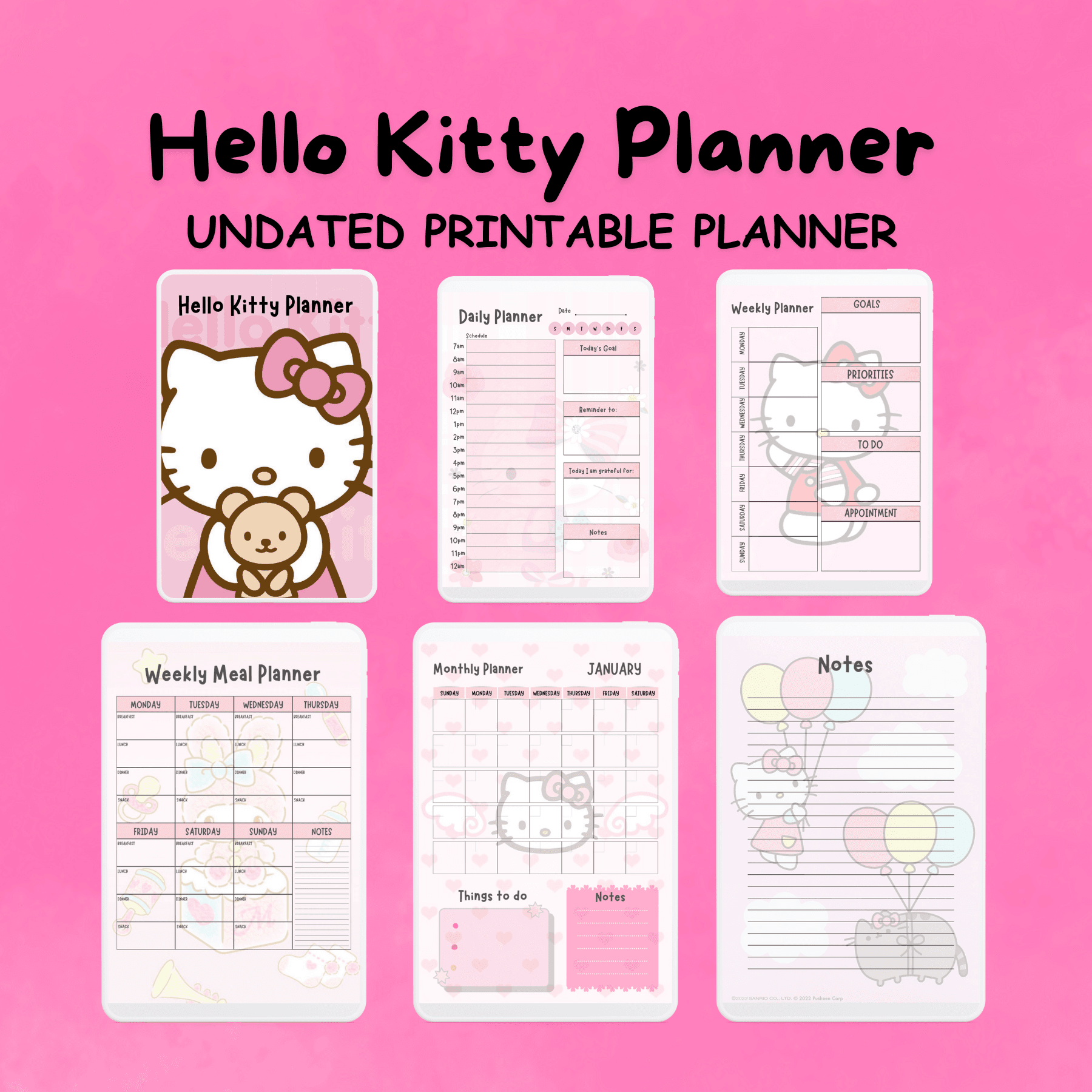 Hello Kitty Planner Template My Melody Weekly Schedule | Study Planner