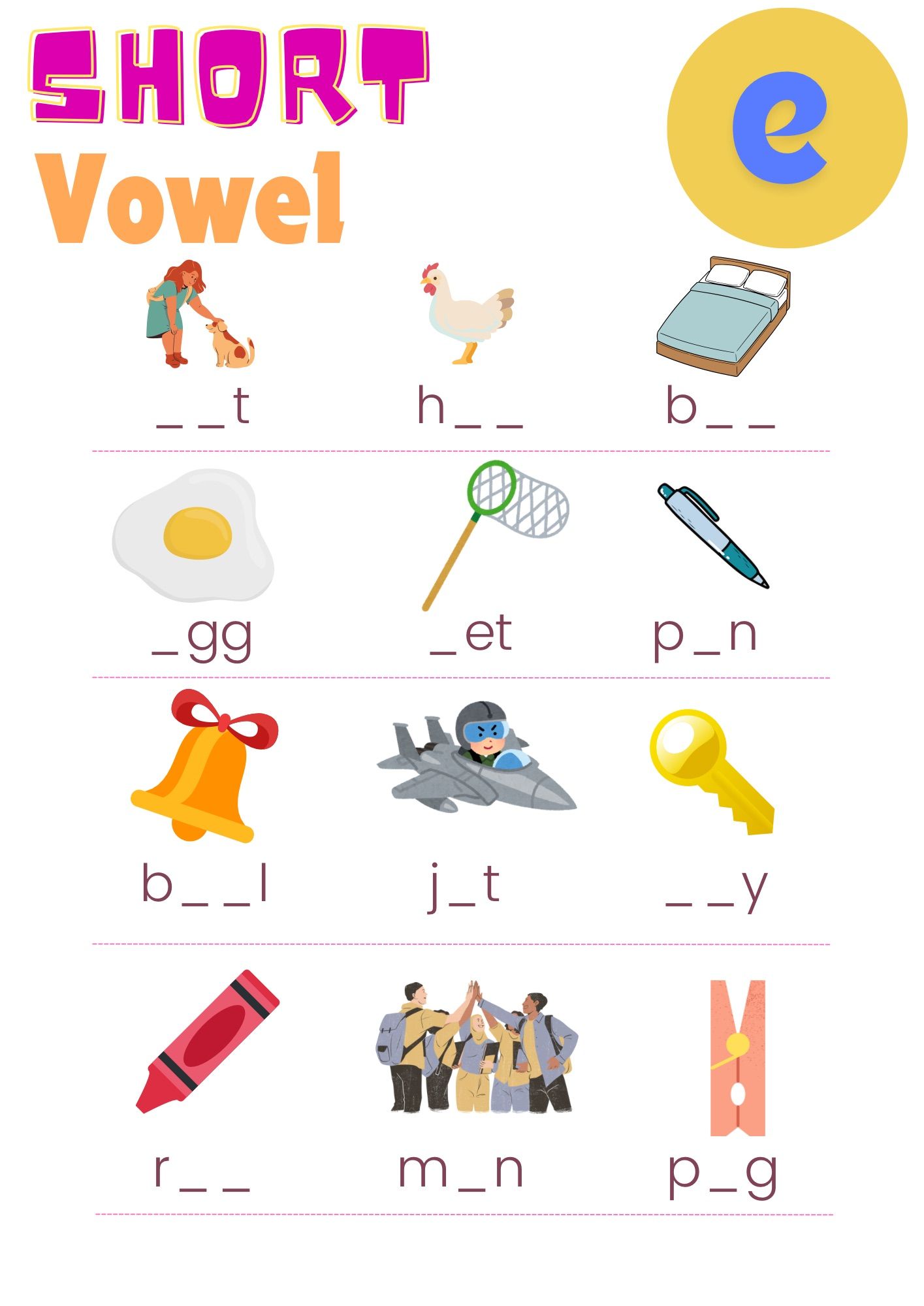 Short Vowel E Worksheets Short Vowel I Worksheet For Kindergarten