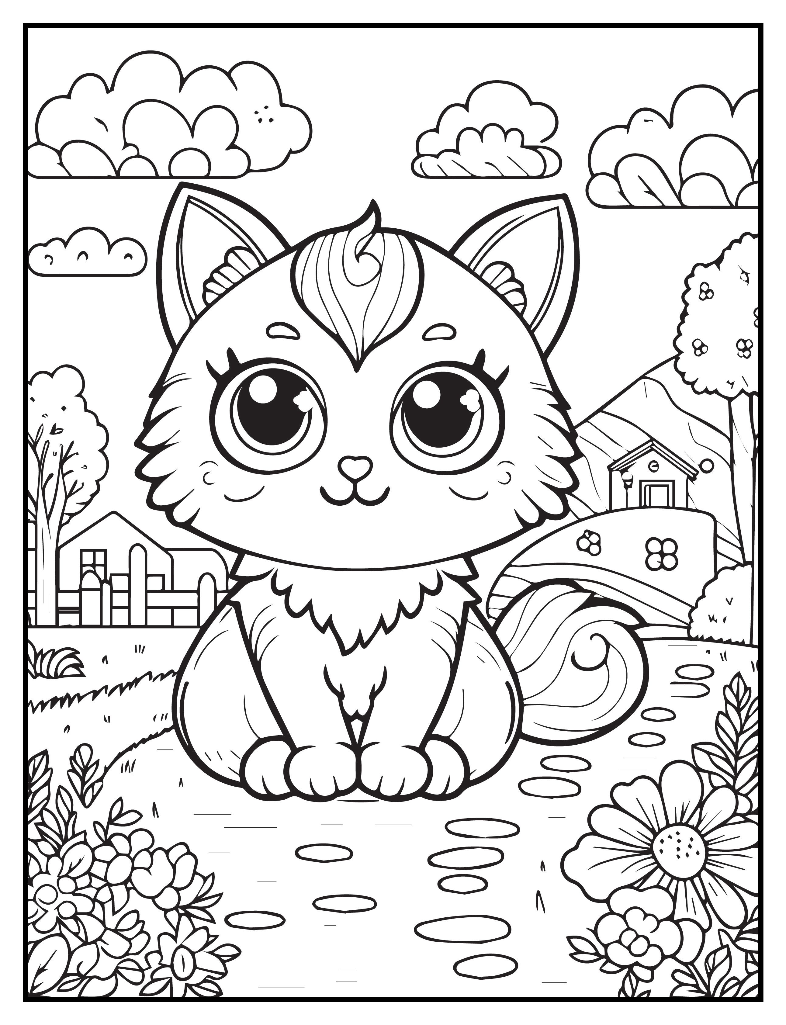 Cute Jungle Animals Coloring Page