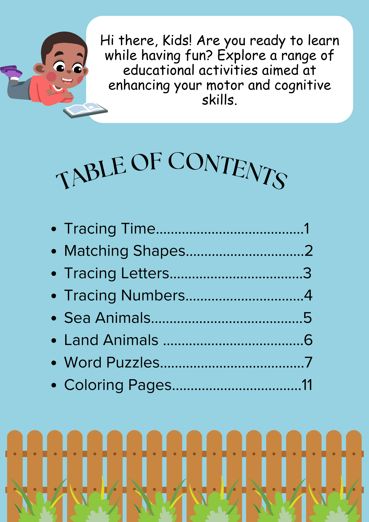 Book Table Of Contents For Kids Template (layout Design) Of