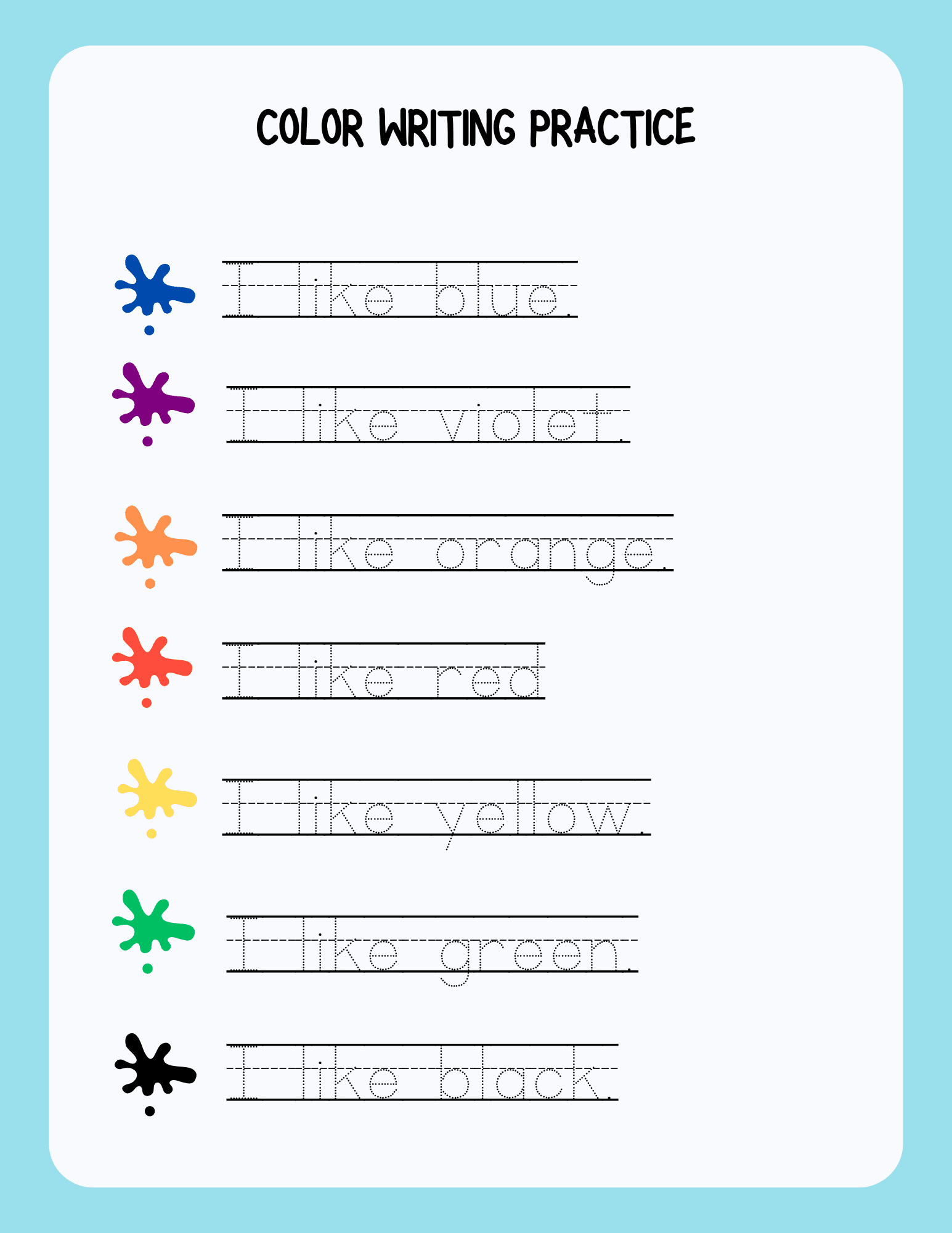 Preschool Writing Worksheet
