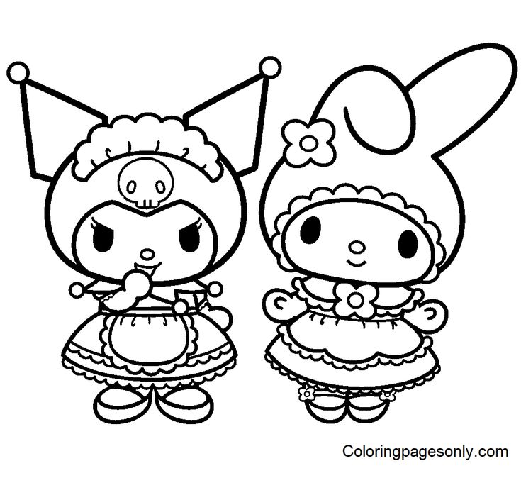my melody and kuromi coloring pages free