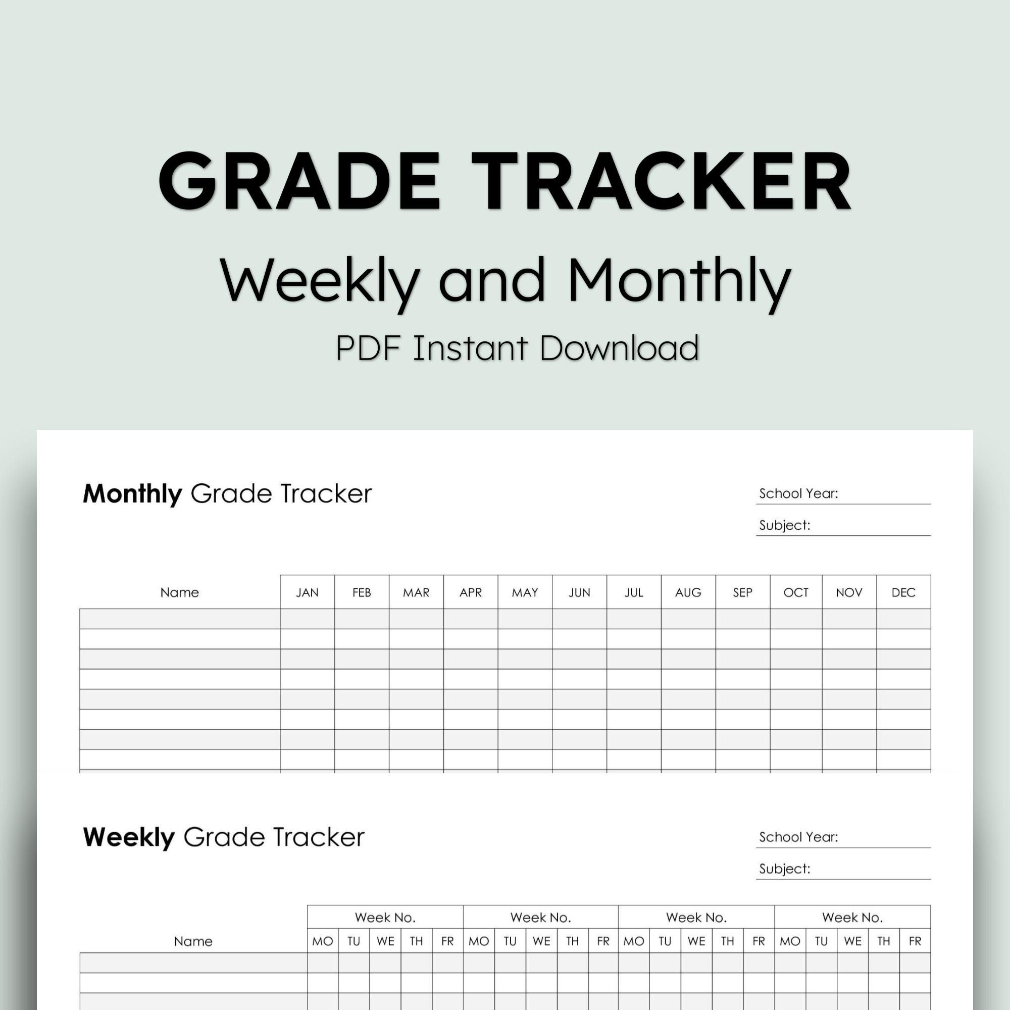 Grade Tracker Printable For Students Student Grade Tracker Template,