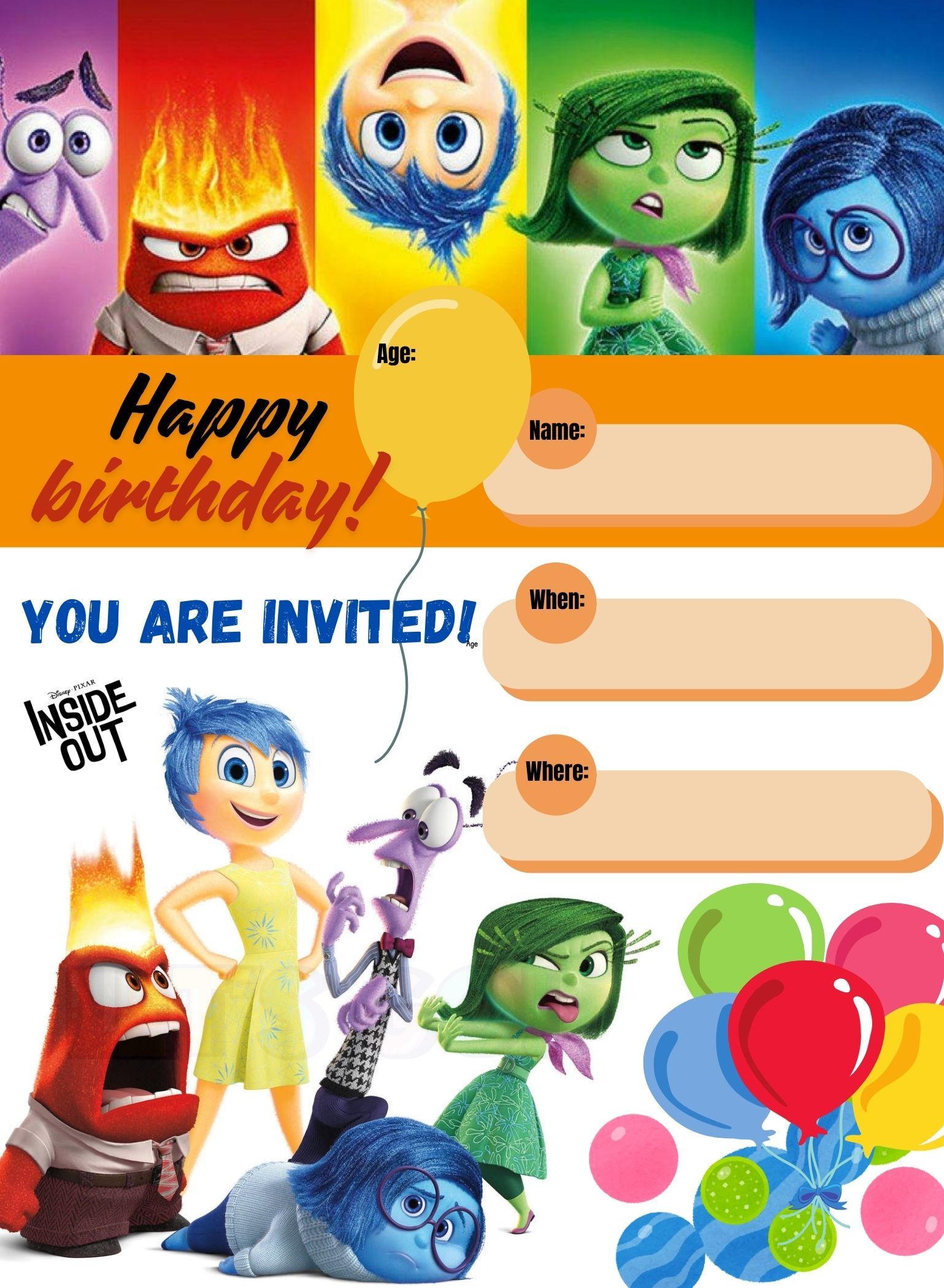 Inside Of A Birthday Invitation Free INSIDE OUT 2 Invitation Templates