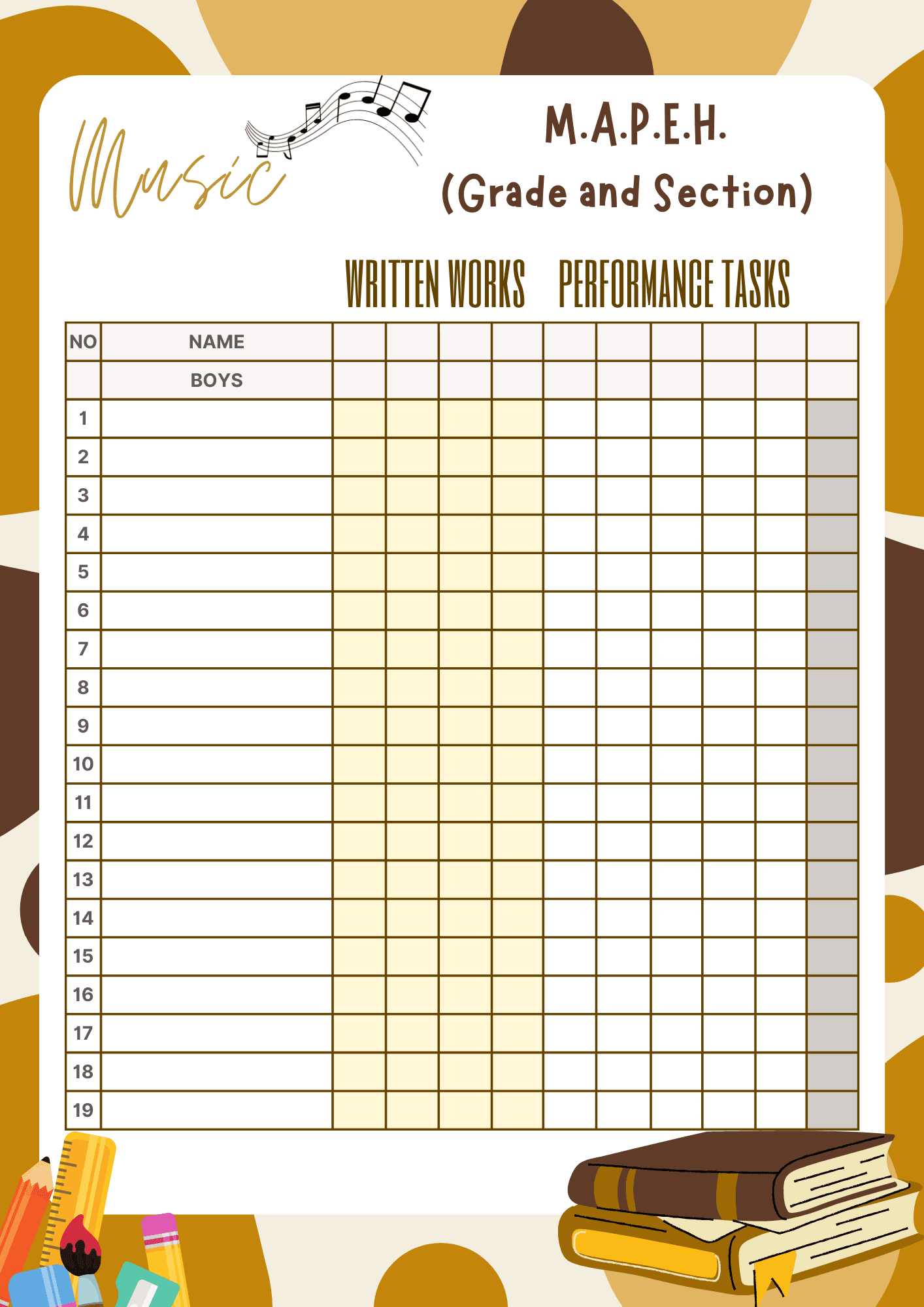 Grade Recording Sheets To Print