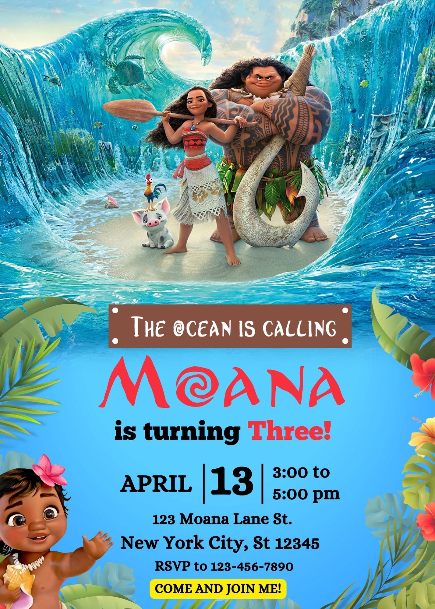 Moana Birthday Invitation Free Template Moana Invitation, Moana