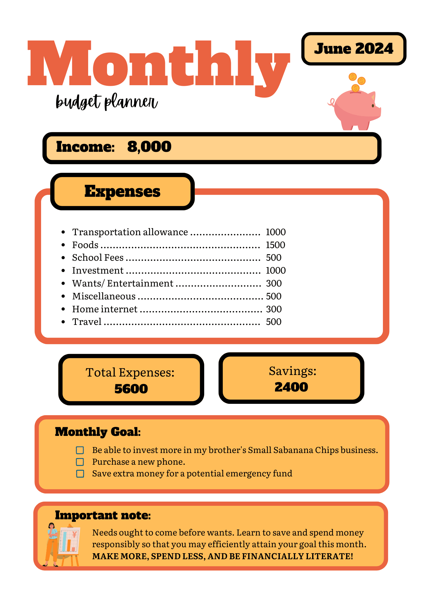 Monthly Budget Sample Monthly Budget To Help You Create Your Own