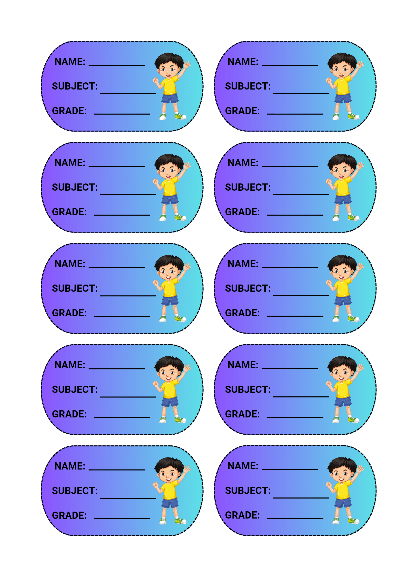 Name Tag Design For Boy