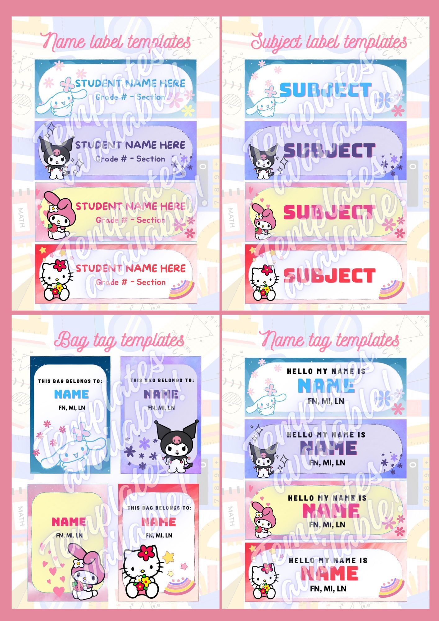 Hello Kitty Printable Label Templates FREE PRINTABLES: Allergy Dessert