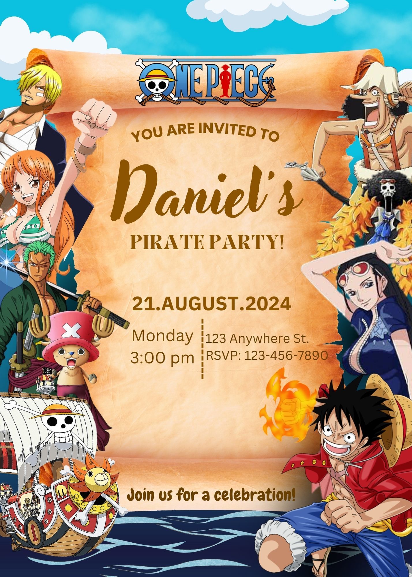 One Piece Invitation Card