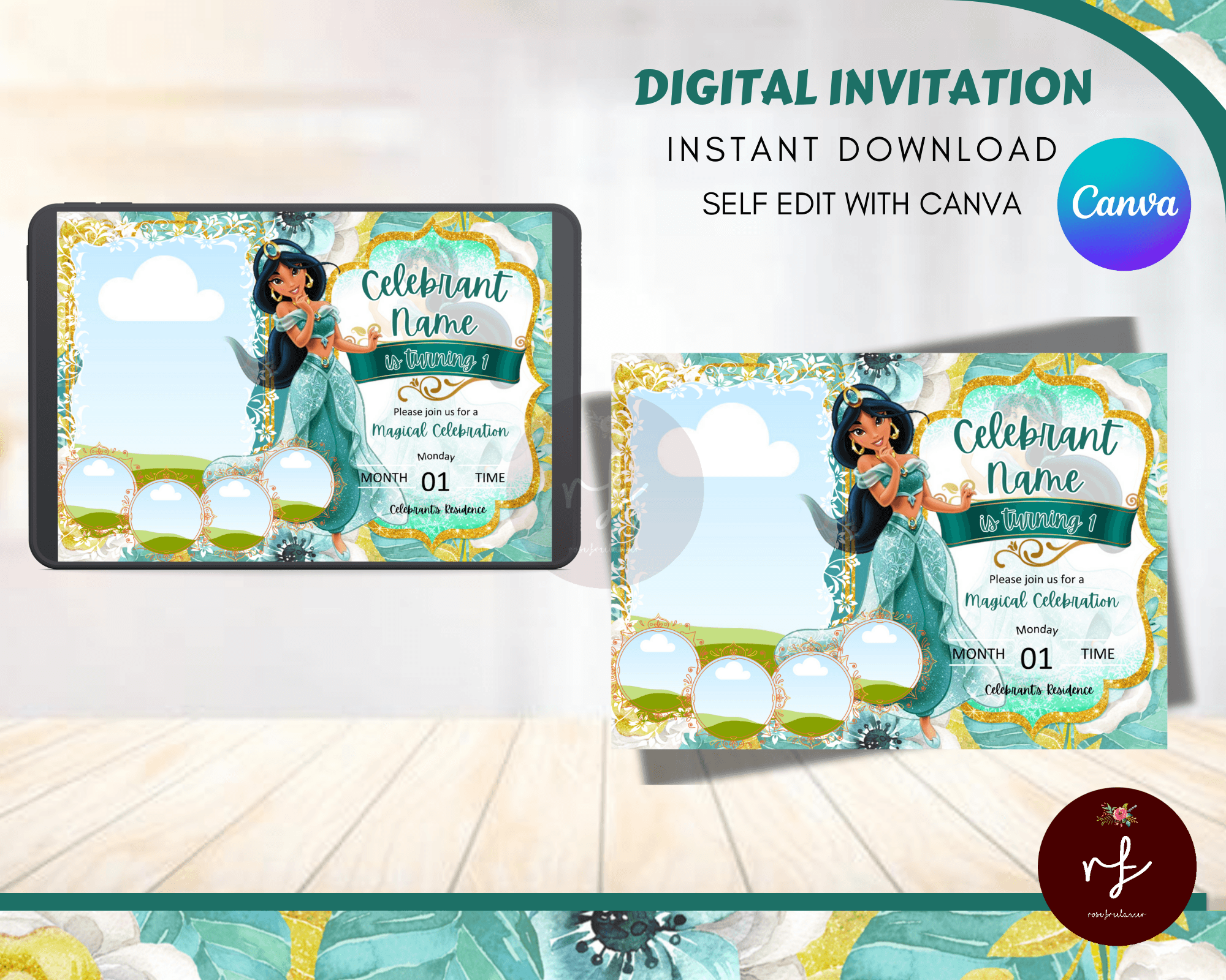 Princess Jasmine Invitations Printable Jasmine Invitation Card Free