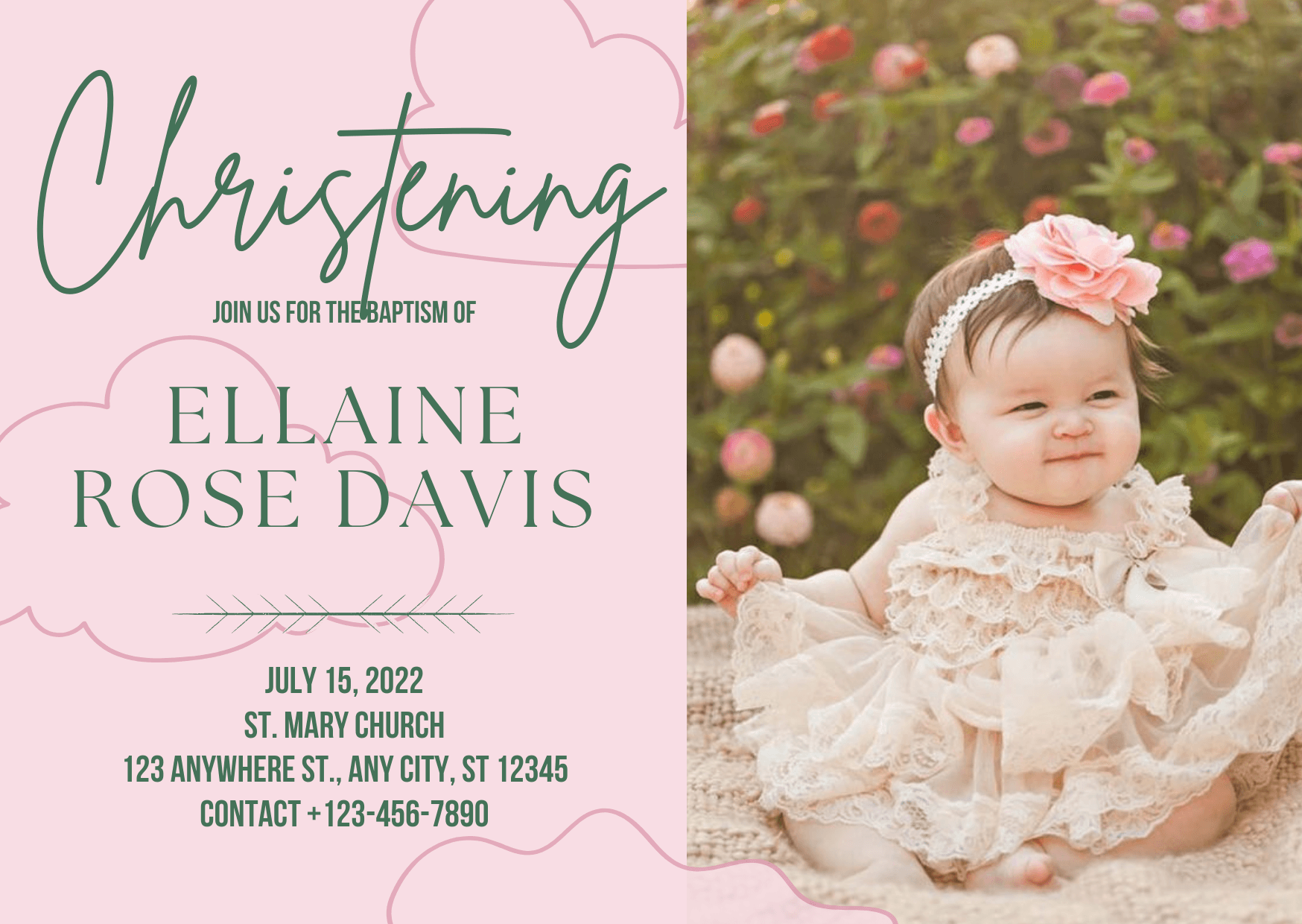 Pink Baby Background Christening