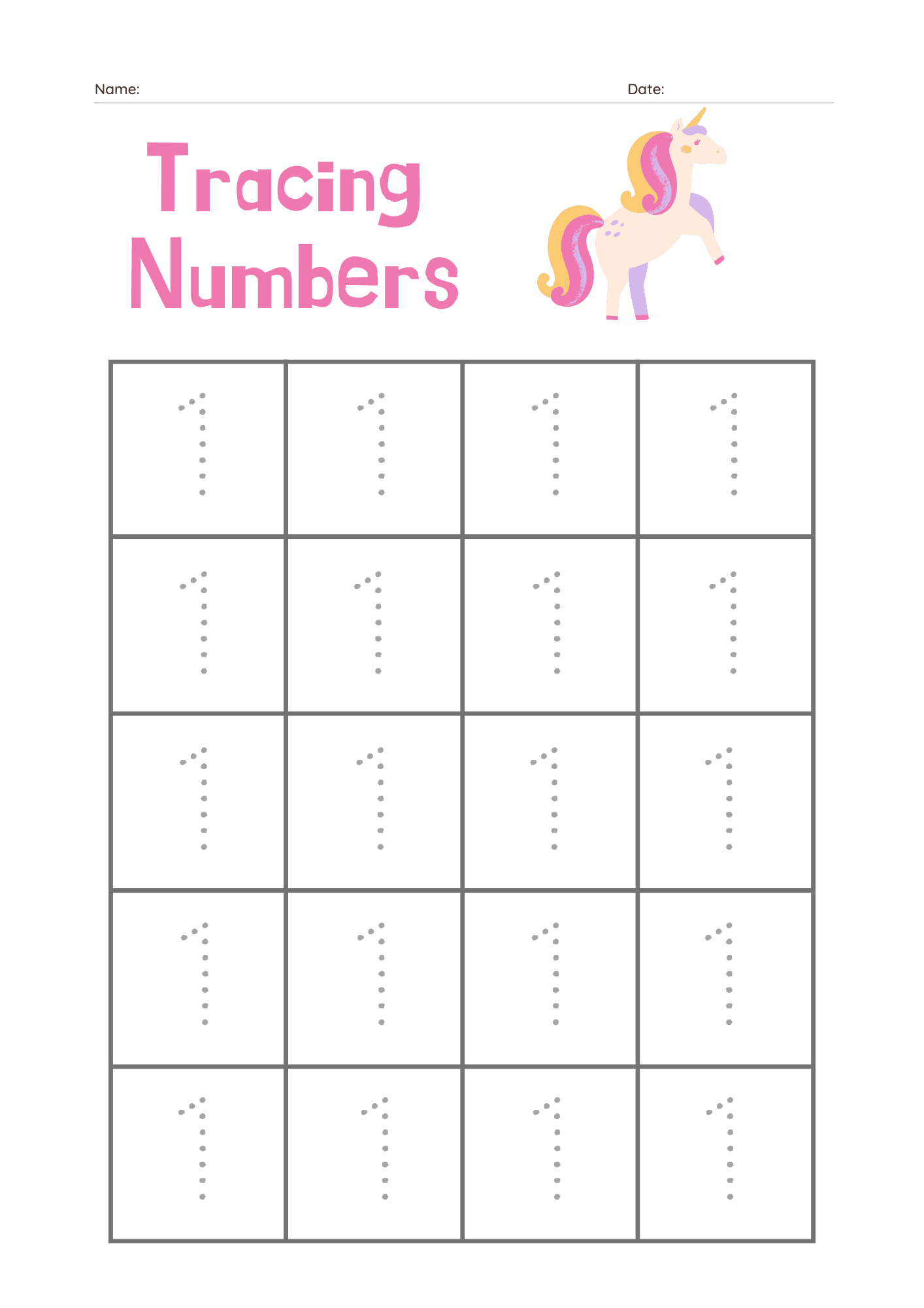 Unicorn Tracing Worksheets For Kids Name Tracing