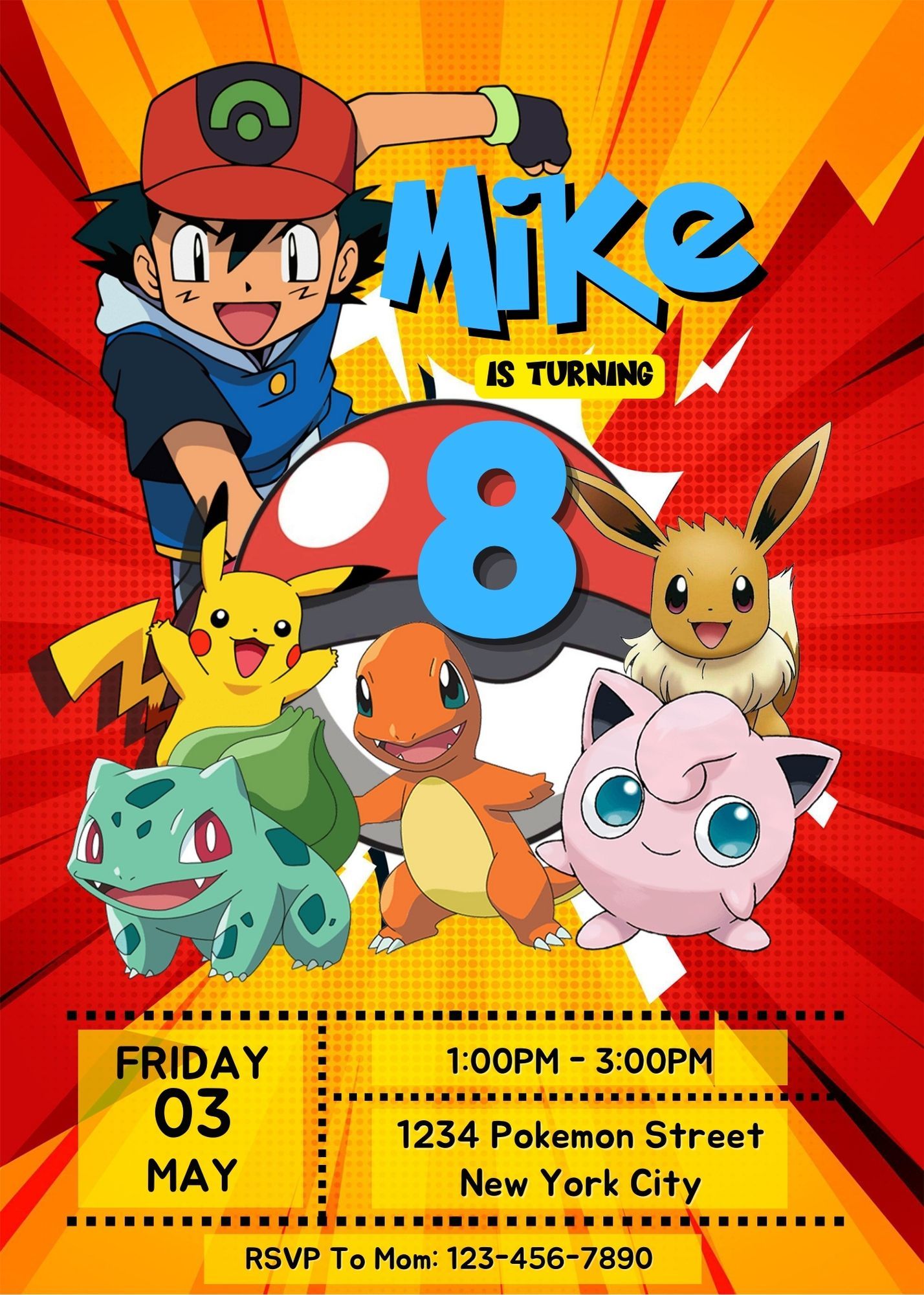 Pokemon Birthday Invitations Templates POKEMON Pikachu Birthday Party