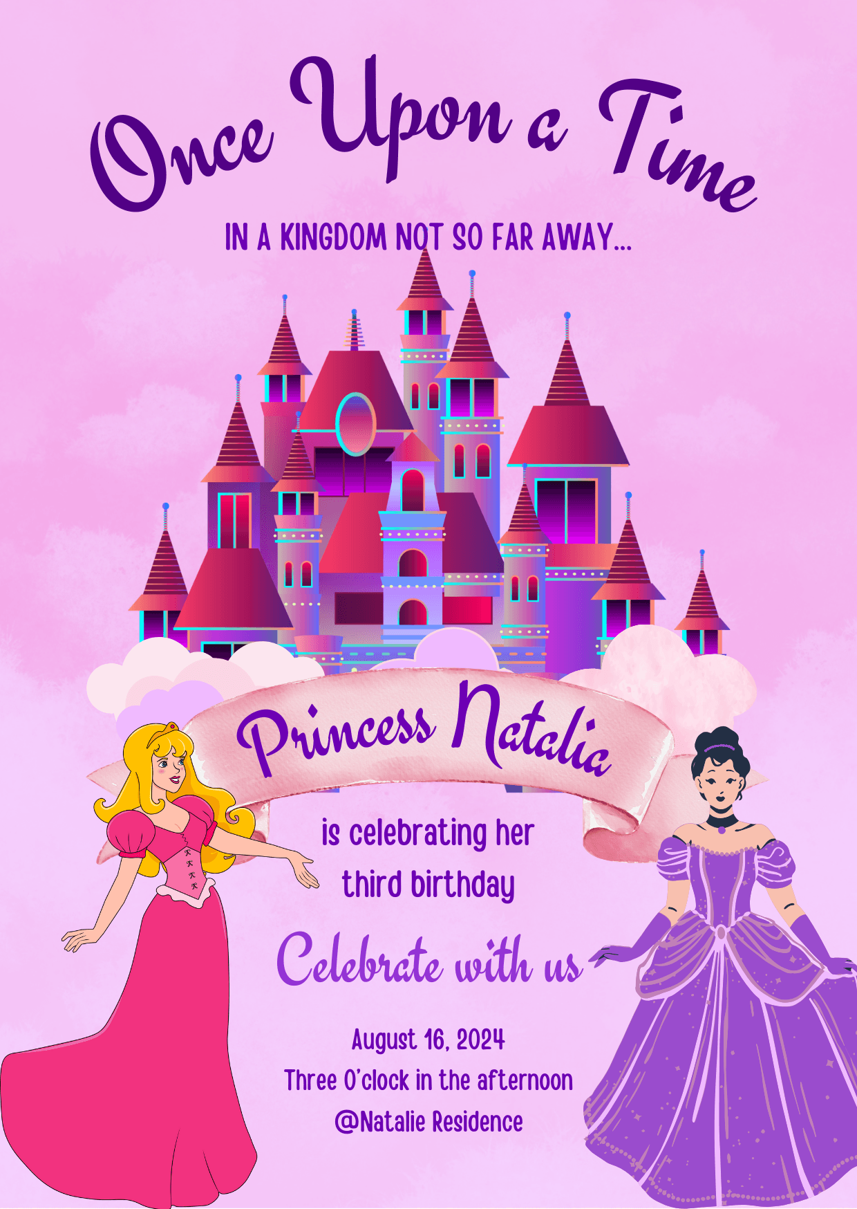 Prince And Princess Birthday Invitations