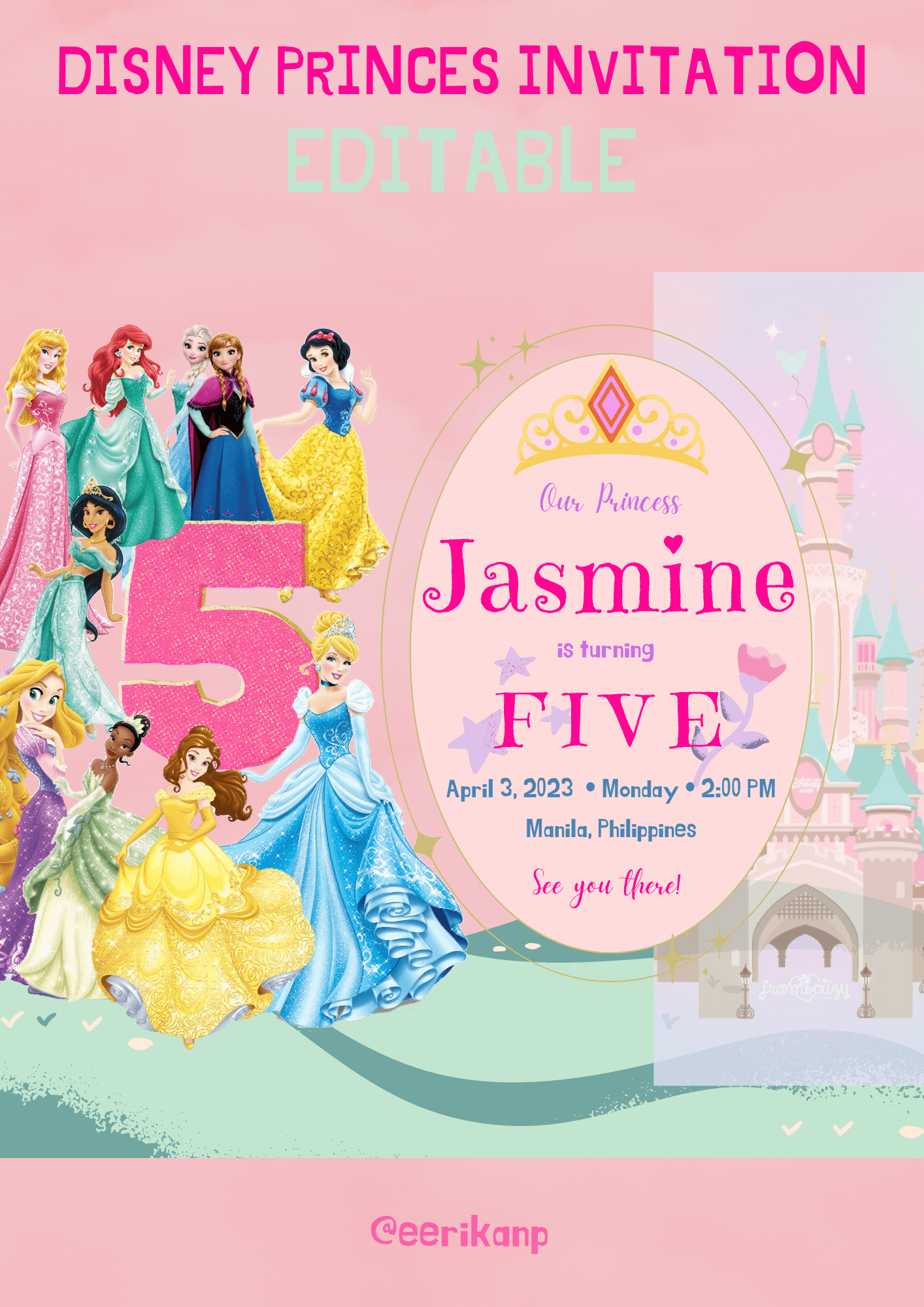 Disney Princess Invitation Editable