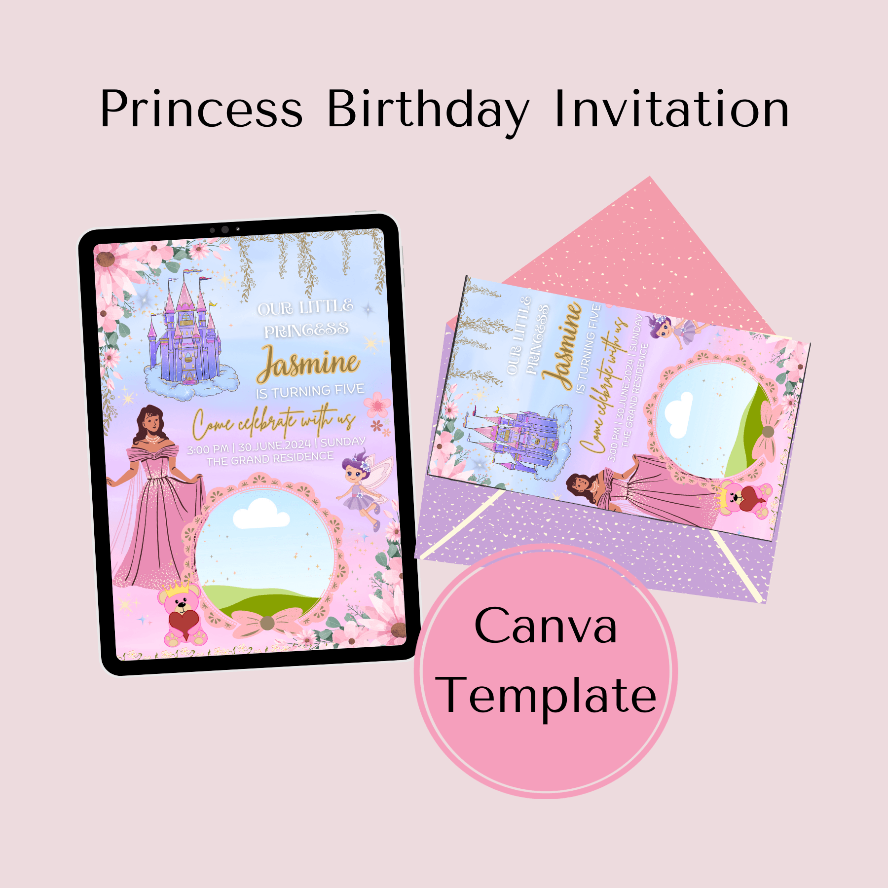 Princess Birthday Invitation Templates Editable Docx Free