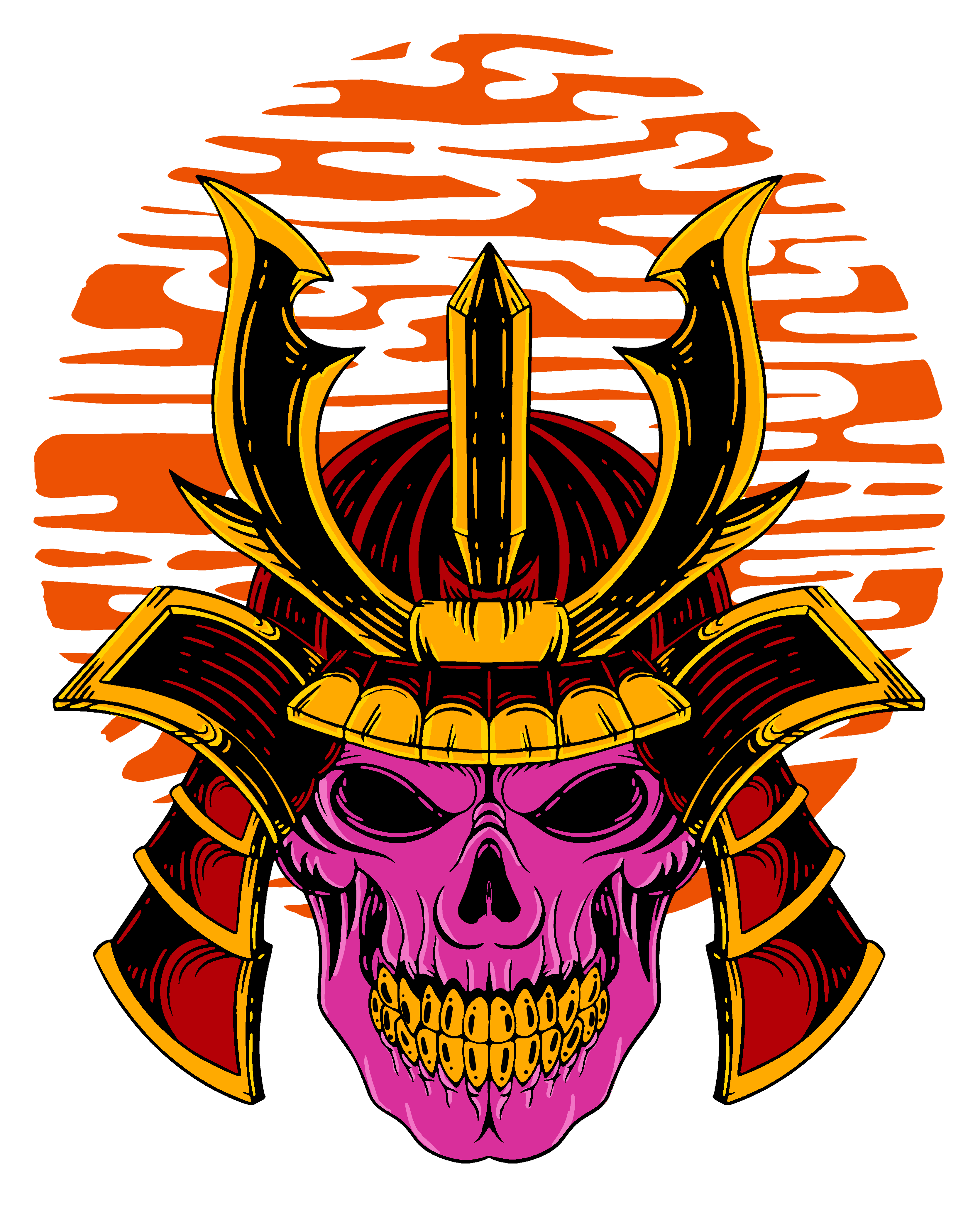 Skull Samurai Skull With Samurai Helmet, Illustrations Ft. Skull