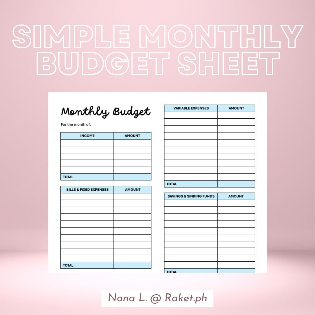 Simple Monthly Budget Sheet Printable Simple Monthly Budget