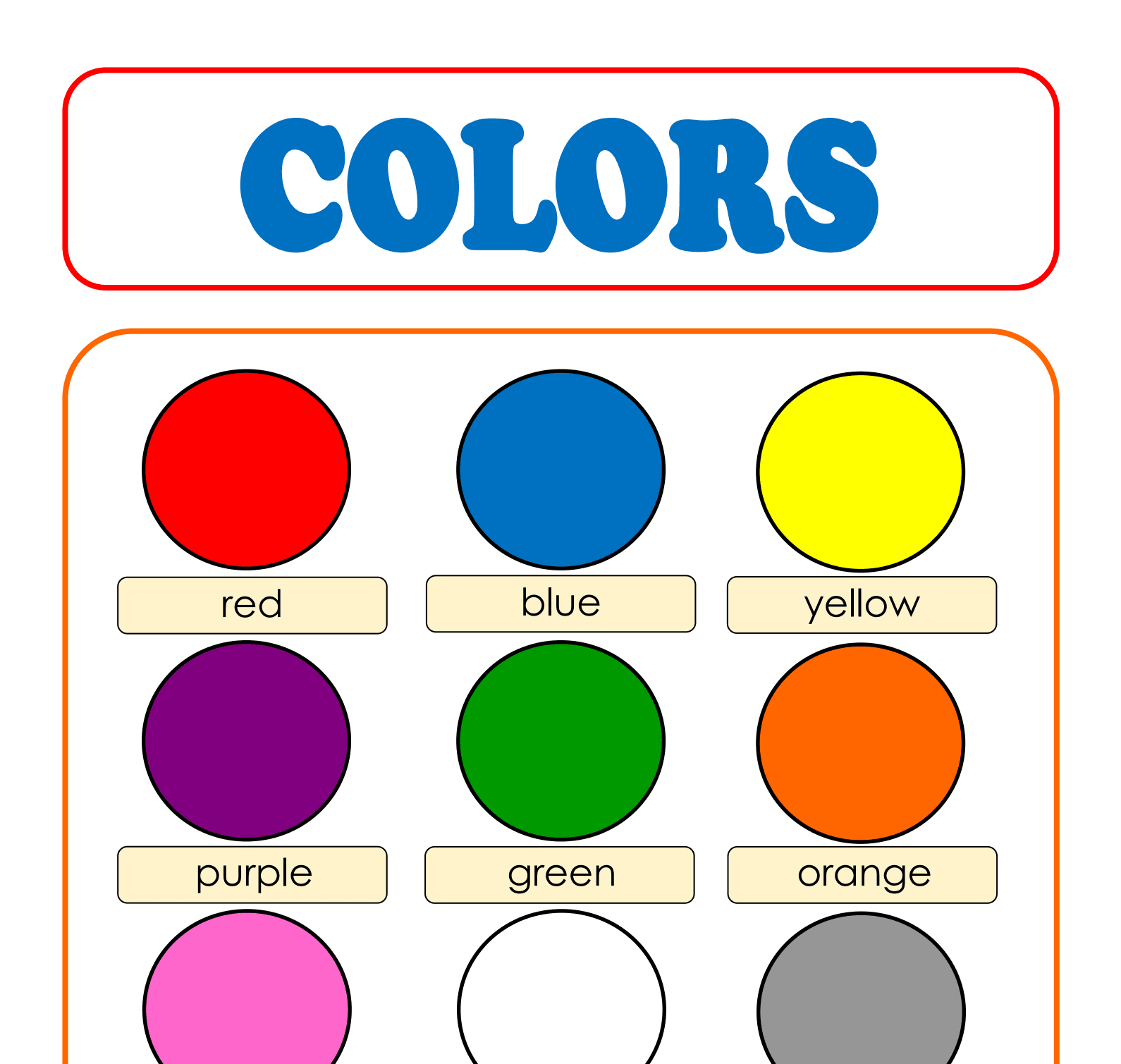 Printable Color Chart For Toddlers - Infoupdate.org