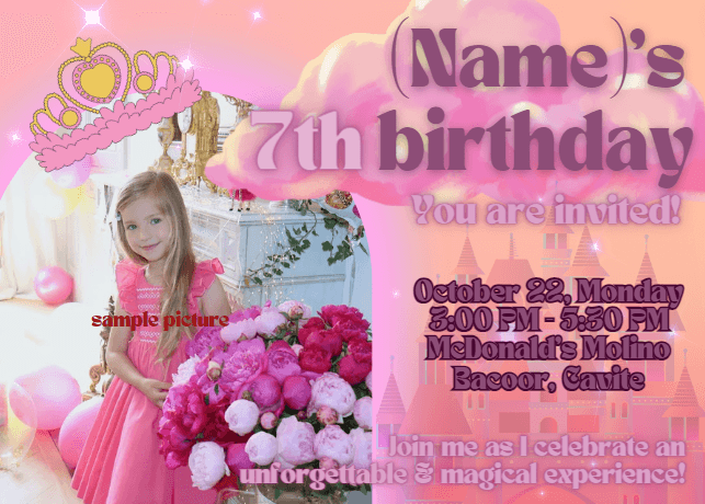 7th Birthday Invitation Card