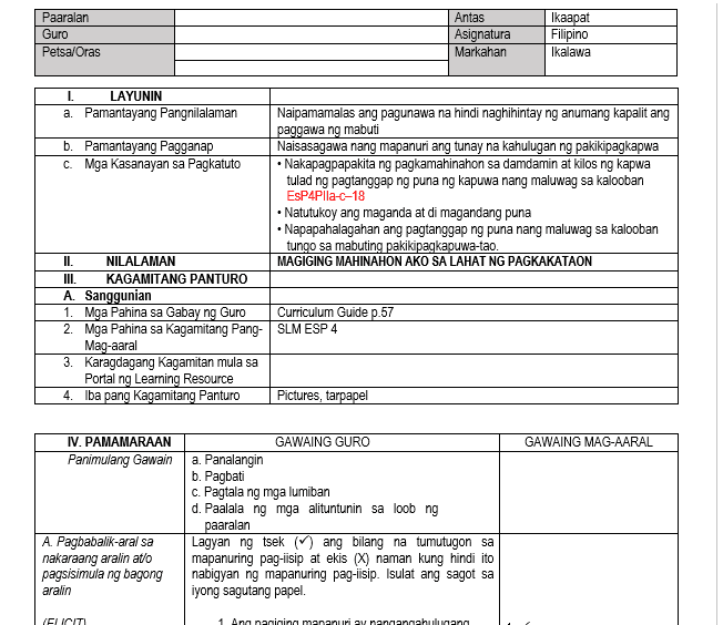 Weekly Learning Plan Sle Deped - Infoupdate.org