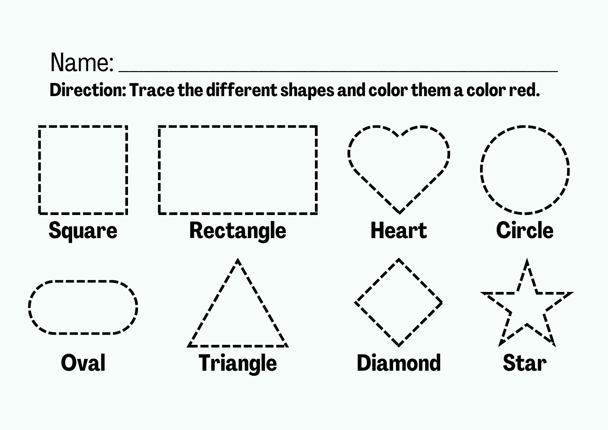 Tracing Shapes Worksheets