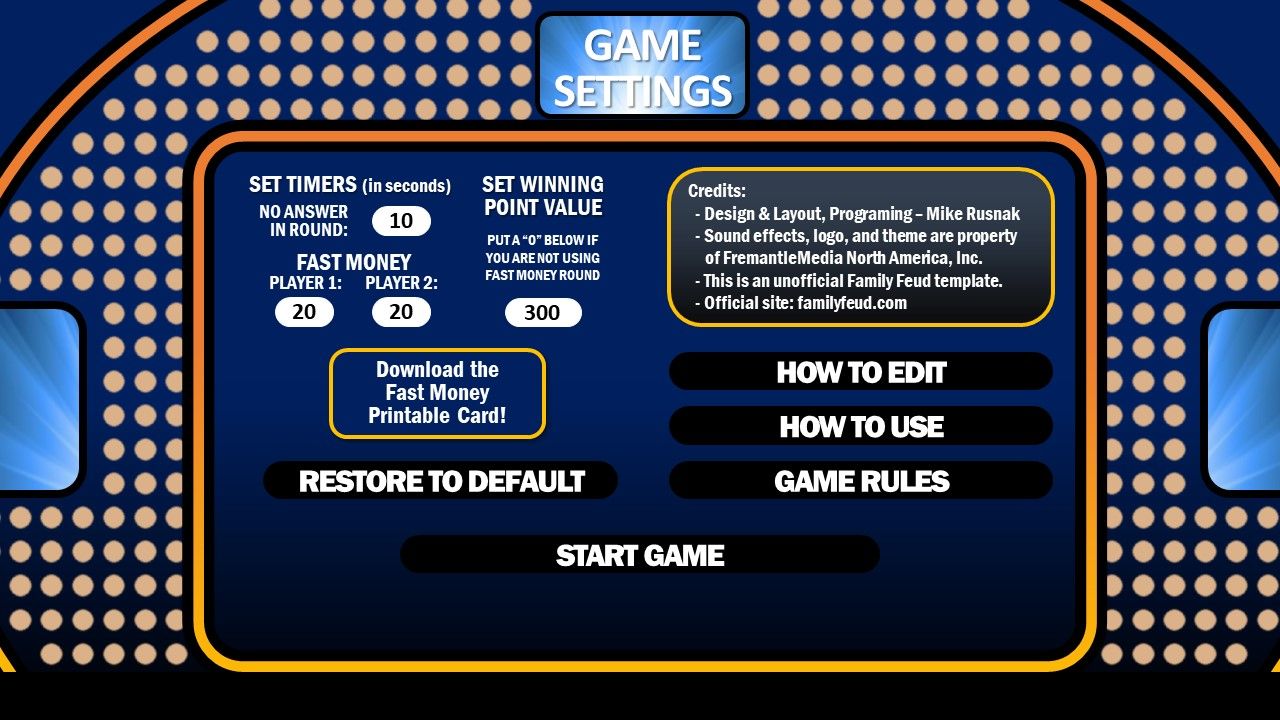 Family Feud Sound Effects Family Feud Late Late Night Edition Card