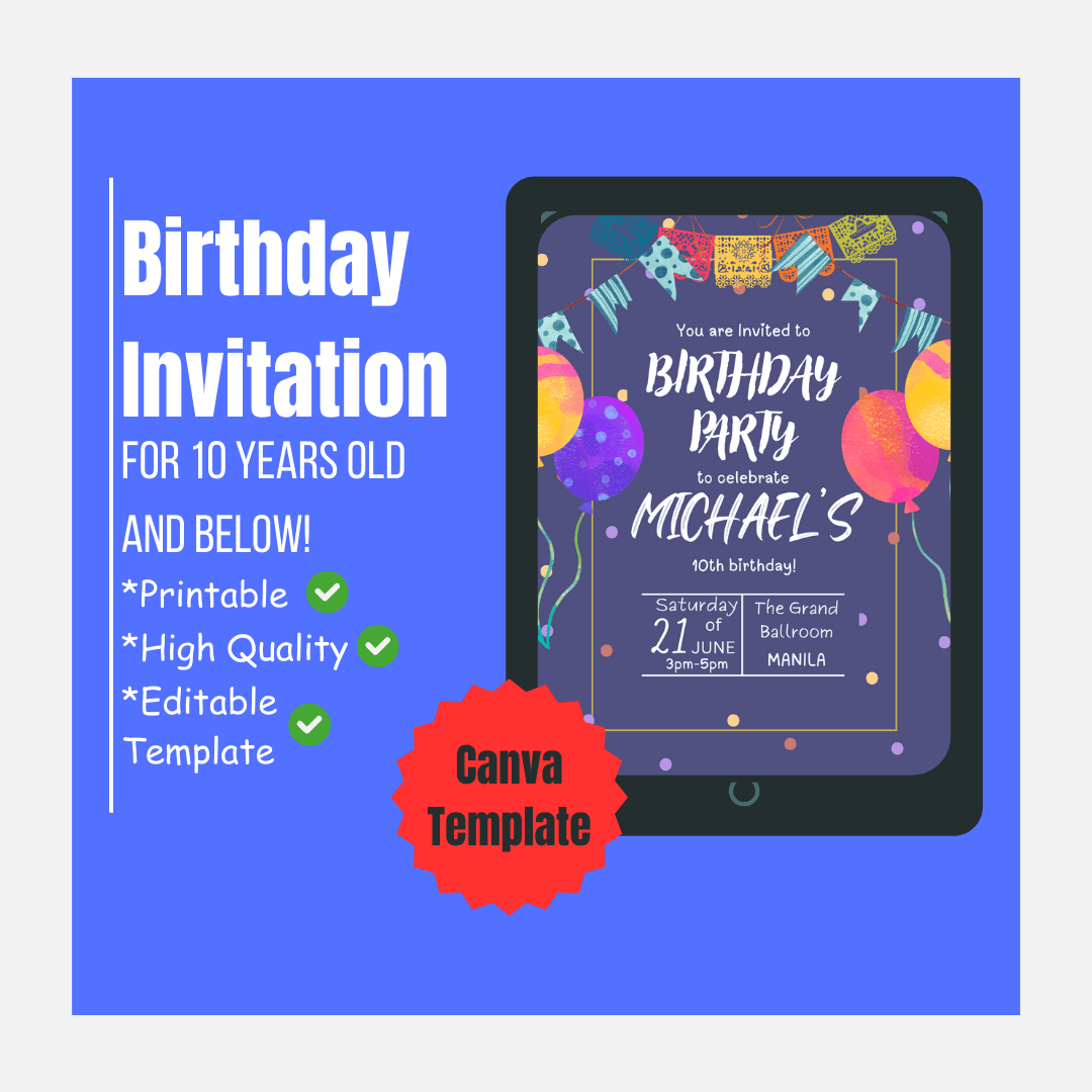 10th Birthday Invitation Card