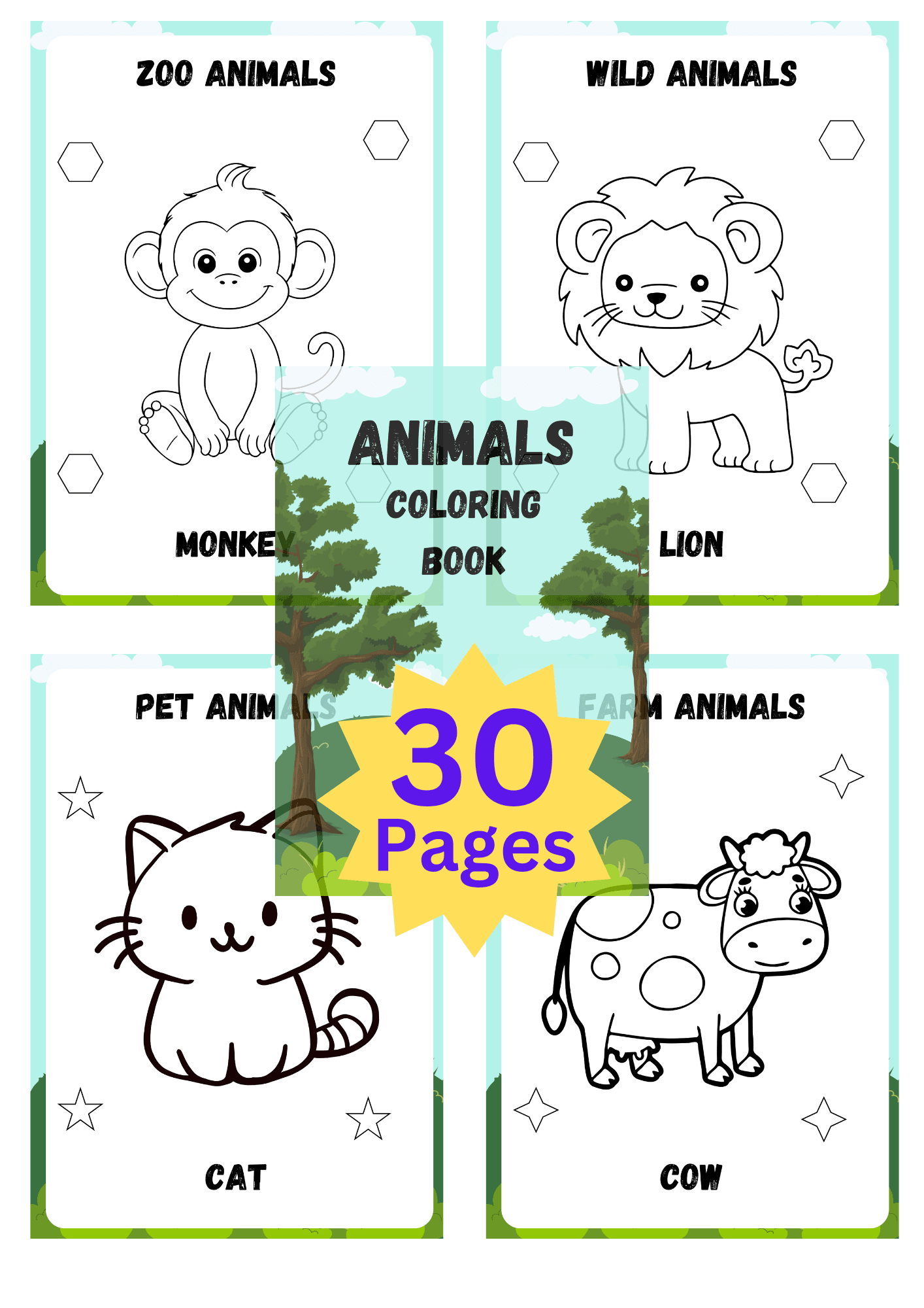 Coloring Wild Animals Worksheet