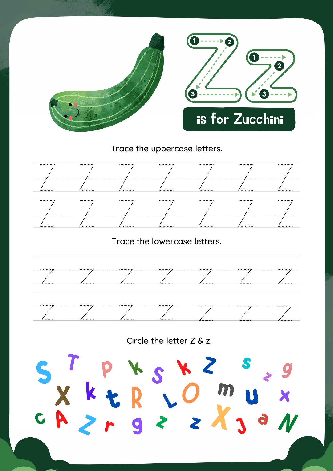 Fruits Vegetables From A To Z Alphabet Letter Tracing