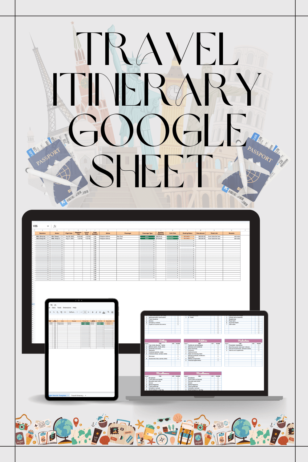 Travel Spreadsheet Google Sheets Template - Infoupdate.org